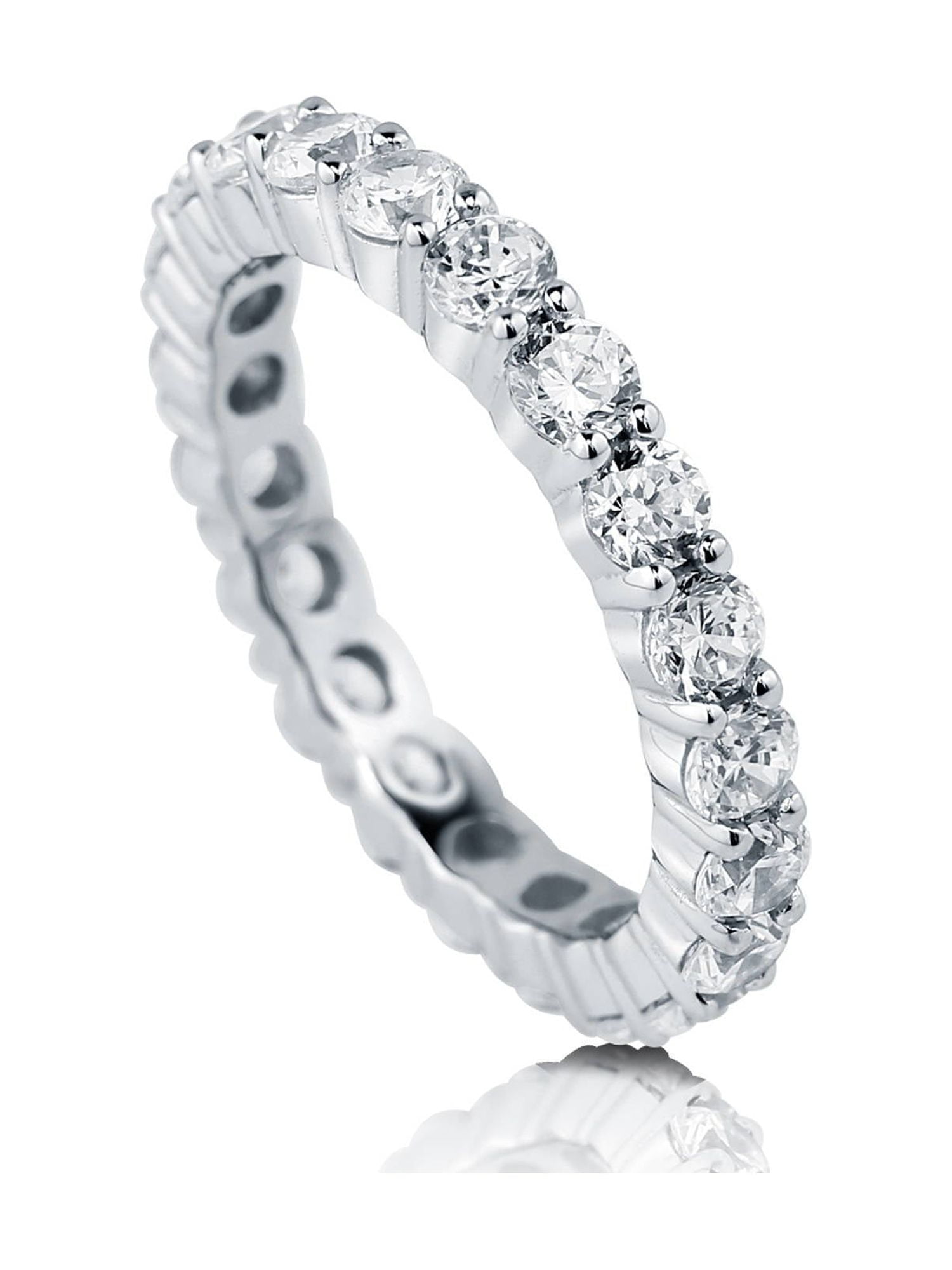 BERRICLE Sterling Silver Wedding Rings Pave Set Round Cut Cubic ...