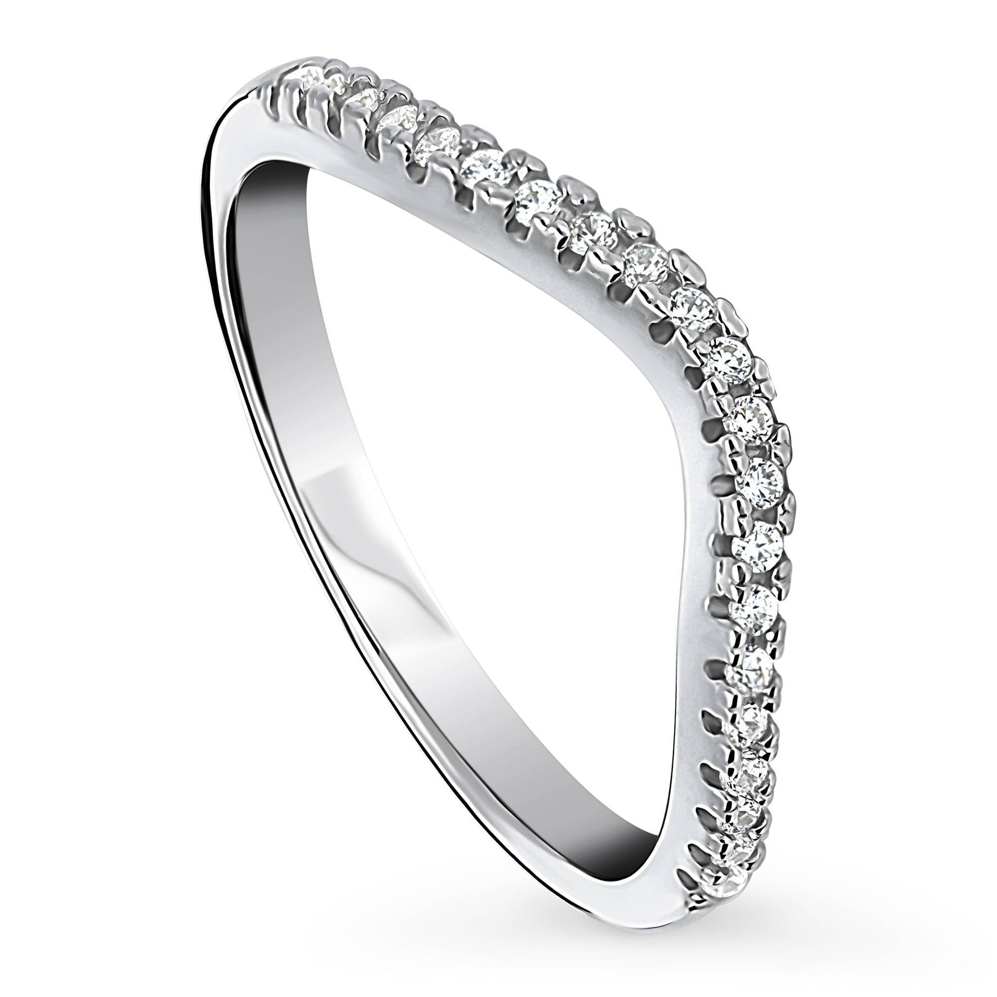 BERRICLE Sterling Silver Wishbone Wedding Rings Round Cut Cubic ...