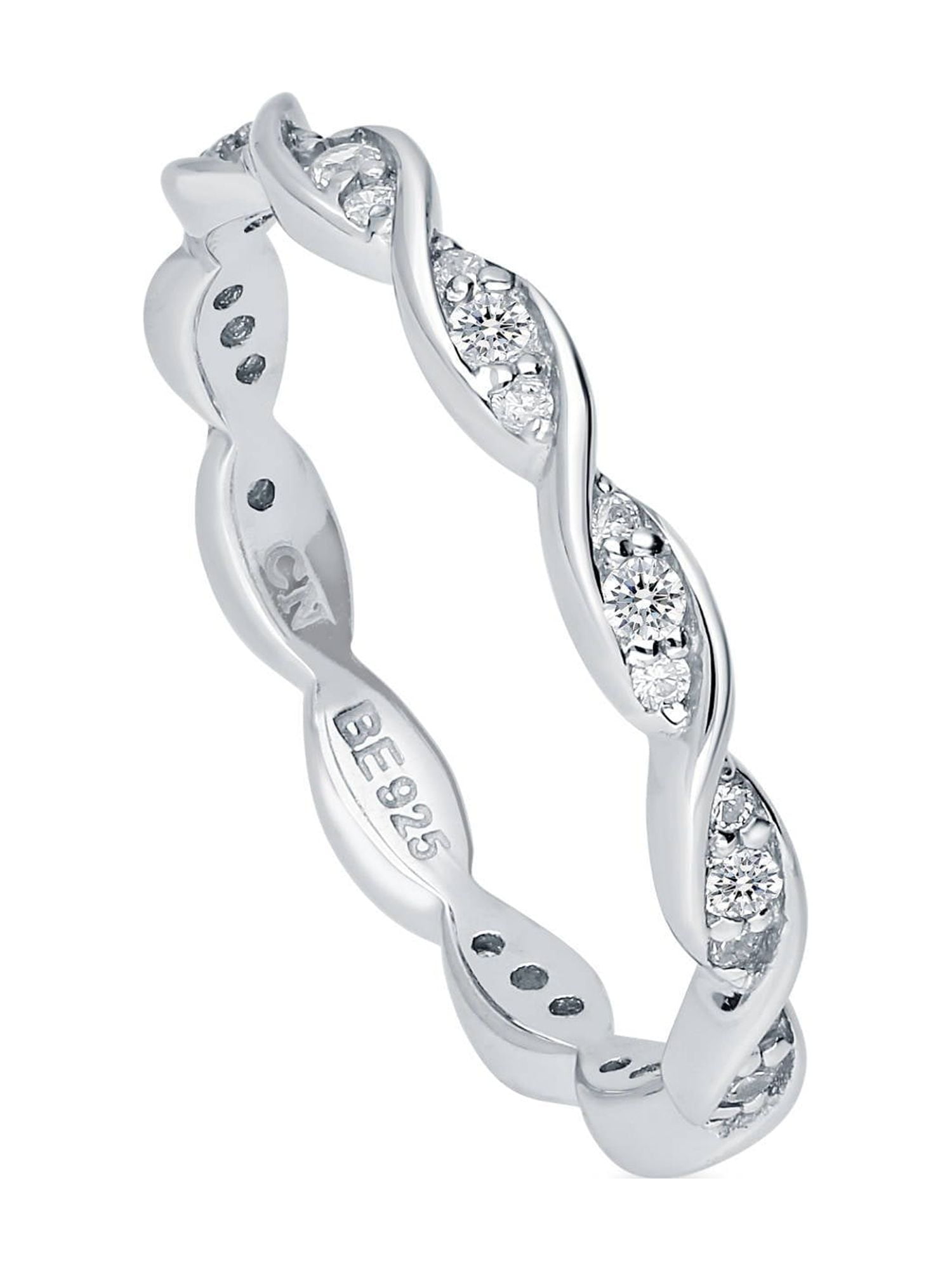 BERRICLE Sterling Silver Woven Wedding Rings Pave Set Round Cut Cubic ...