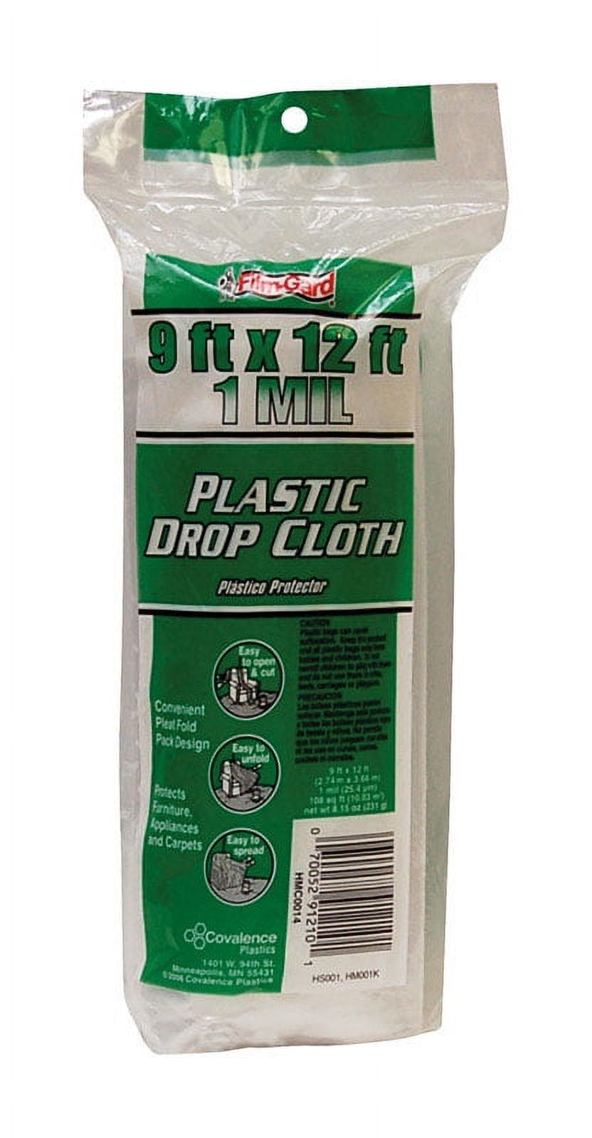 BERRY PLASTICS CORP Plastic Dropcloth, Medium-Duty, 9 x 12-Ft. 626214 ...