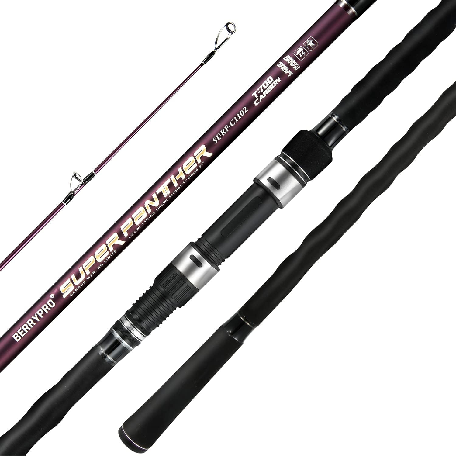 BERRYPRO Surf Spinning Rod, 10' Carbon Fiber, Lightweight, Flexible, 2 ...