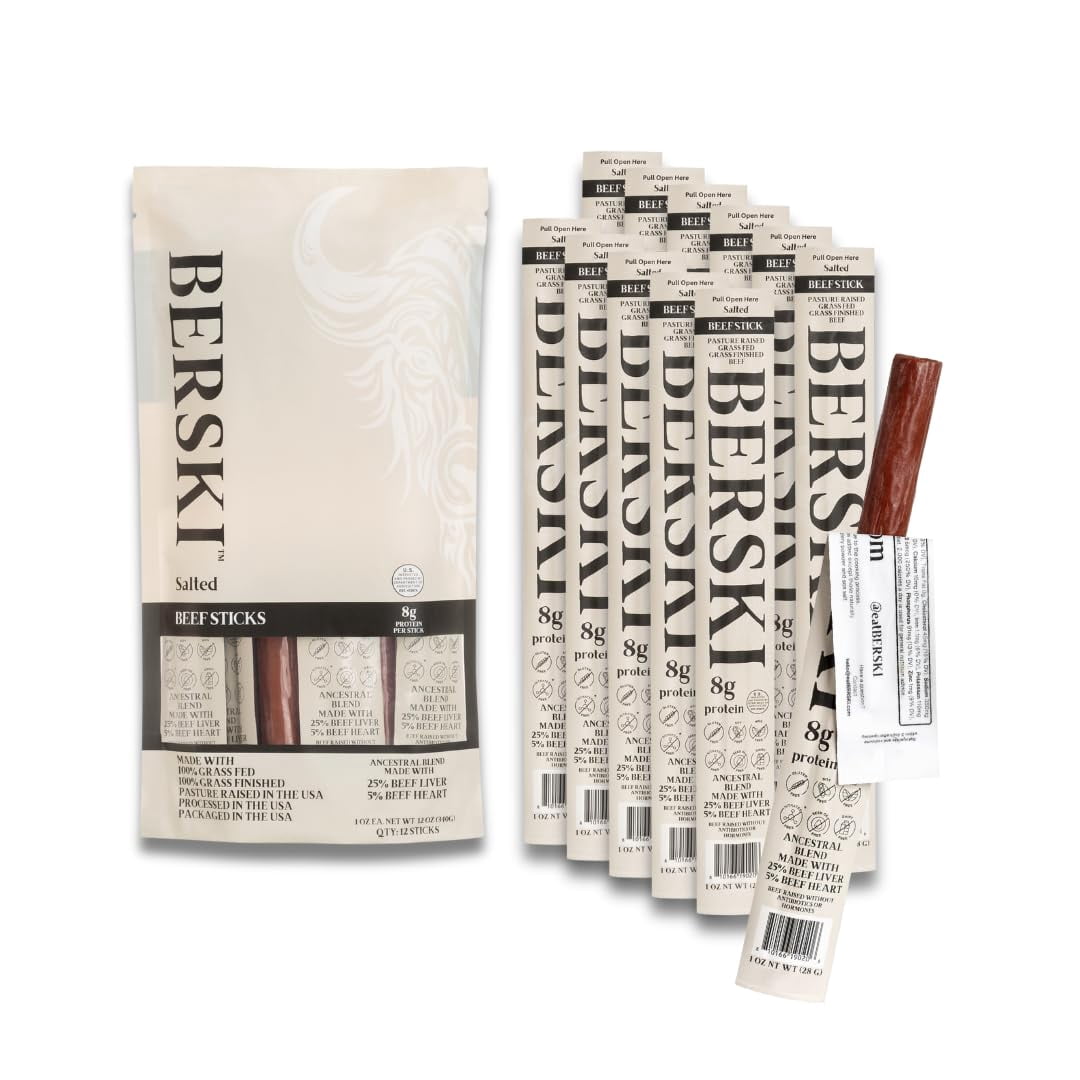 BERSKI Salted Beef Sticks – 100% Grass-Fed, Grass-Finished – Ancestral ...
