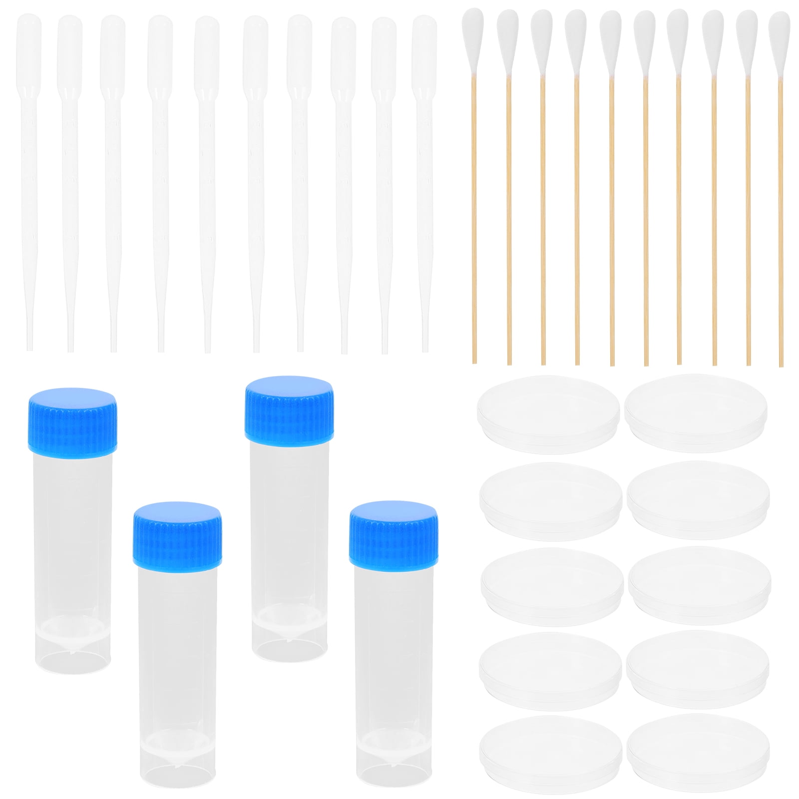 BERTDOMD 1 Set Agar Plate Petri Dish Empty Pipette Drip Tube Cotton Bud ...