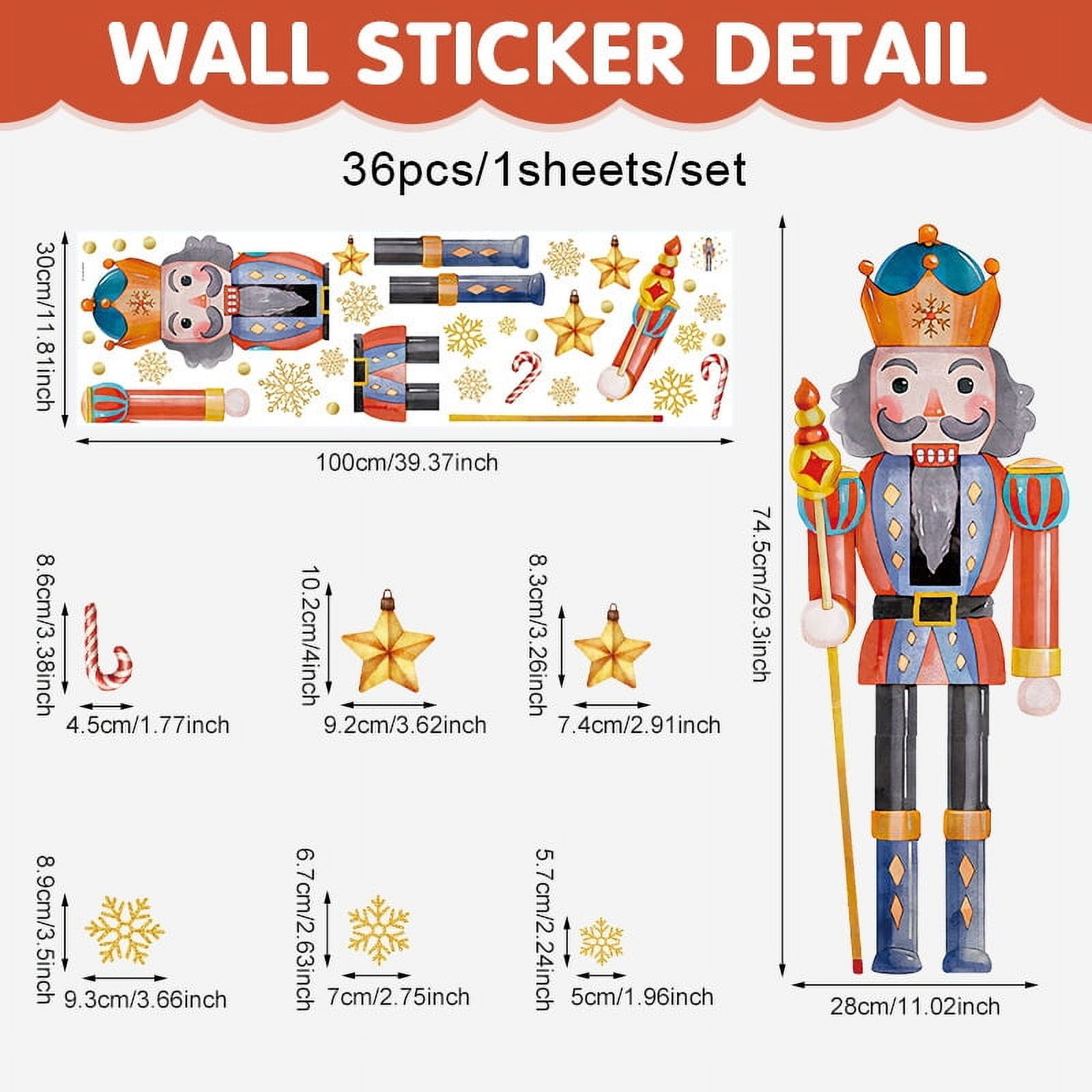 BERTDOMD 1 Set Christmas Nutcracker Wall Stickers Holiday Window Decals ...