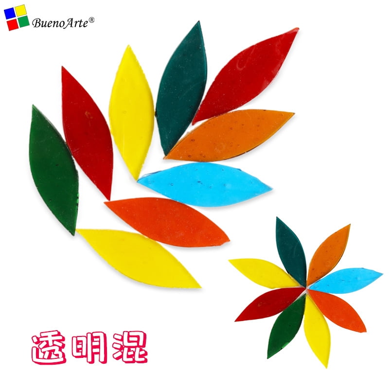 EXHUMKY BERTDOMD 1 Set Glass Mosaic Pieces Leaf Shape for DIY Crafts ...