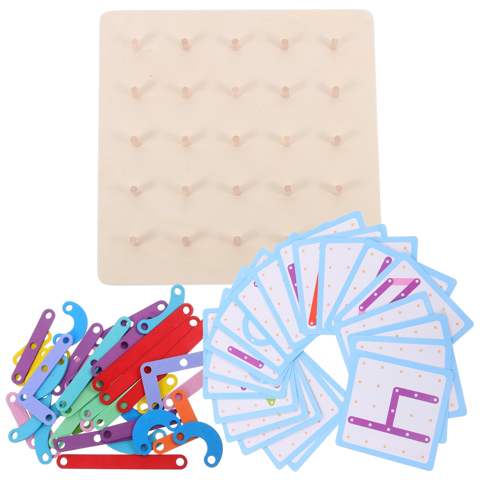 Wooden Geoboard Puzzle for Kids to Learn Shapes and Numbers with Fine ...