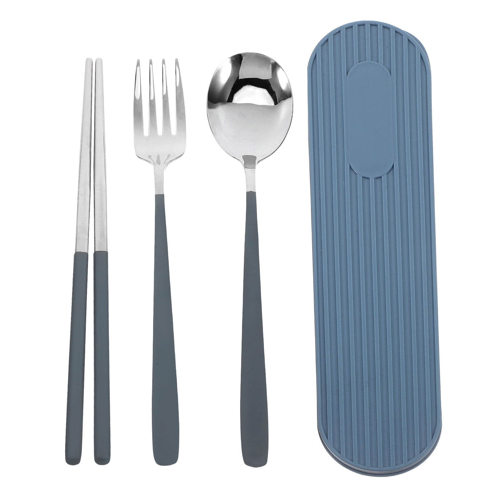 HEMOTON Portable Travel Utensils Set with Case Stainless Steel Blue ...