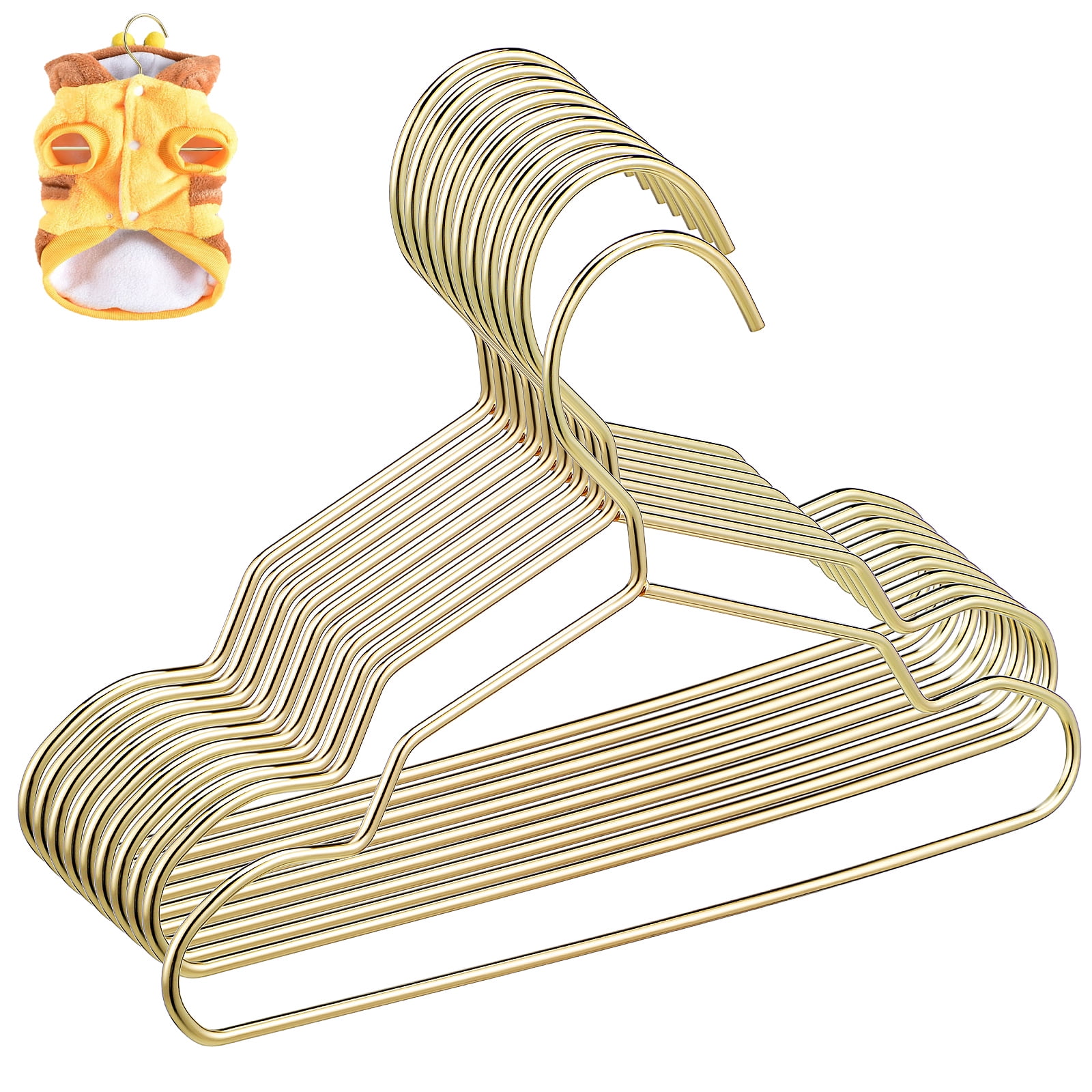 EXHUMKY bertdomd 10 pcs pet mini clothes hangers golden steel hanging ...