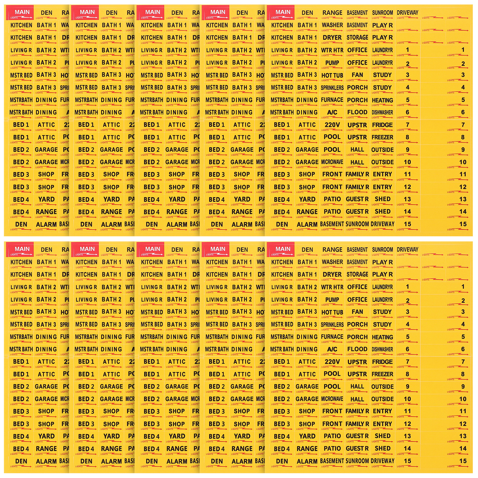 BERTDOMD 10 Sheets Comprehensive Self-Adhesive Electrical Box Label ...