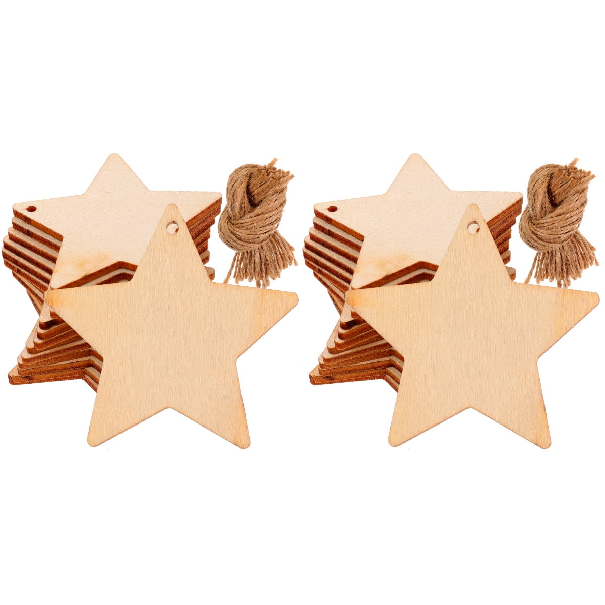 BERTDOMD 100 Sets Wooden Star Tags Unfinished Wood Cutouts for Crafts ...