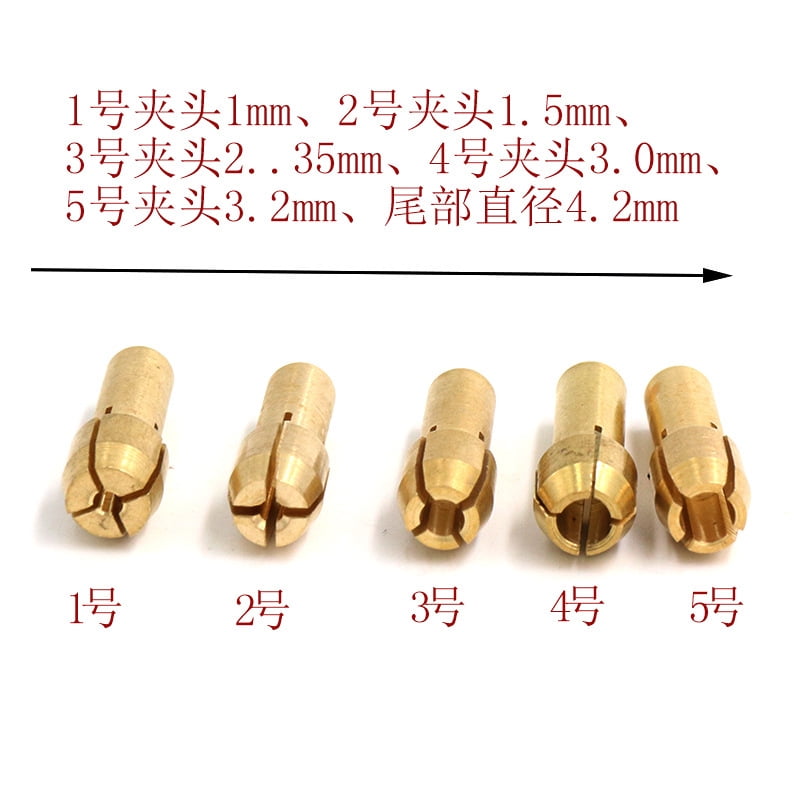 BERTDOMD 10pcs Brass Collet Set Mini Drill Collet Chuck for Rotary ...