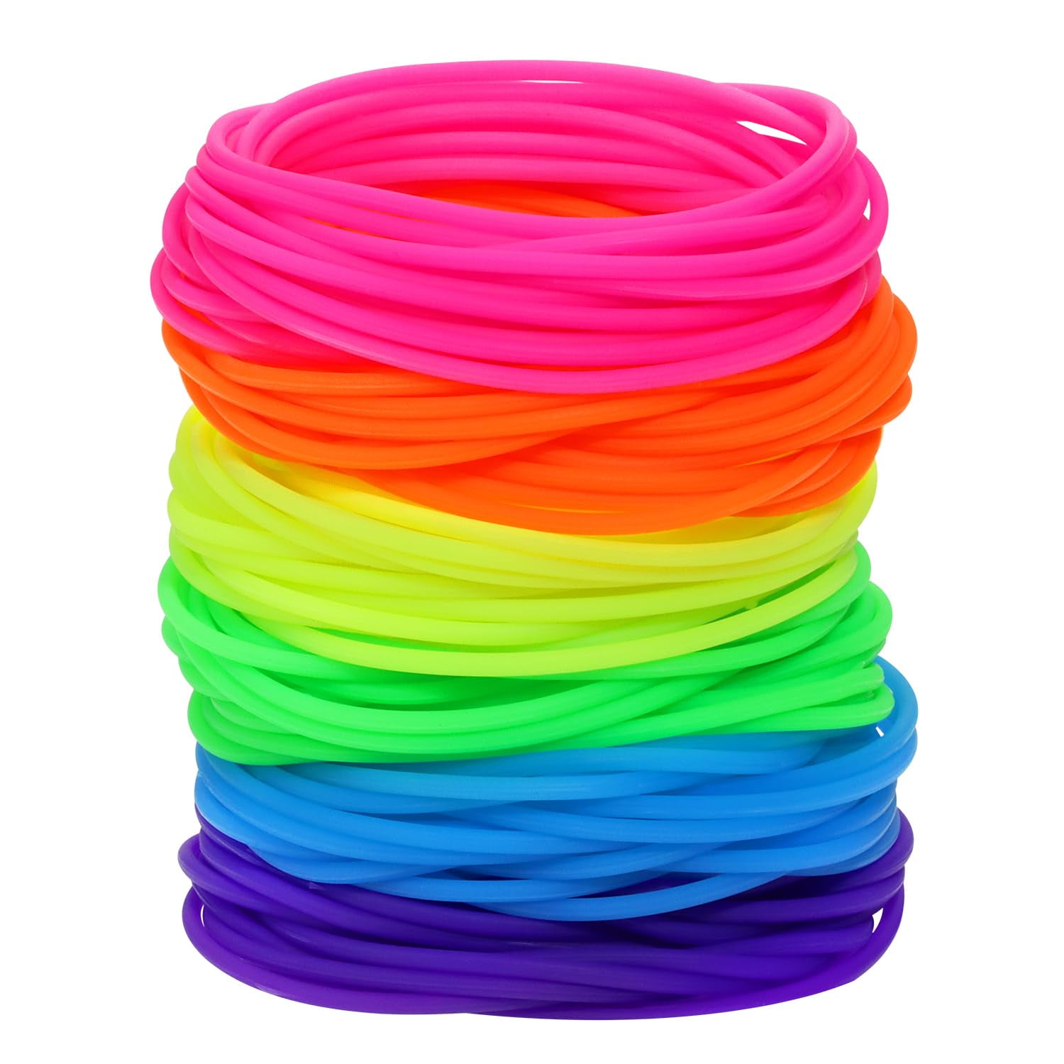 BERTDOMD 120 Pcs Silicone Jelly Bracelets Hair Ties For Women Colorful ...