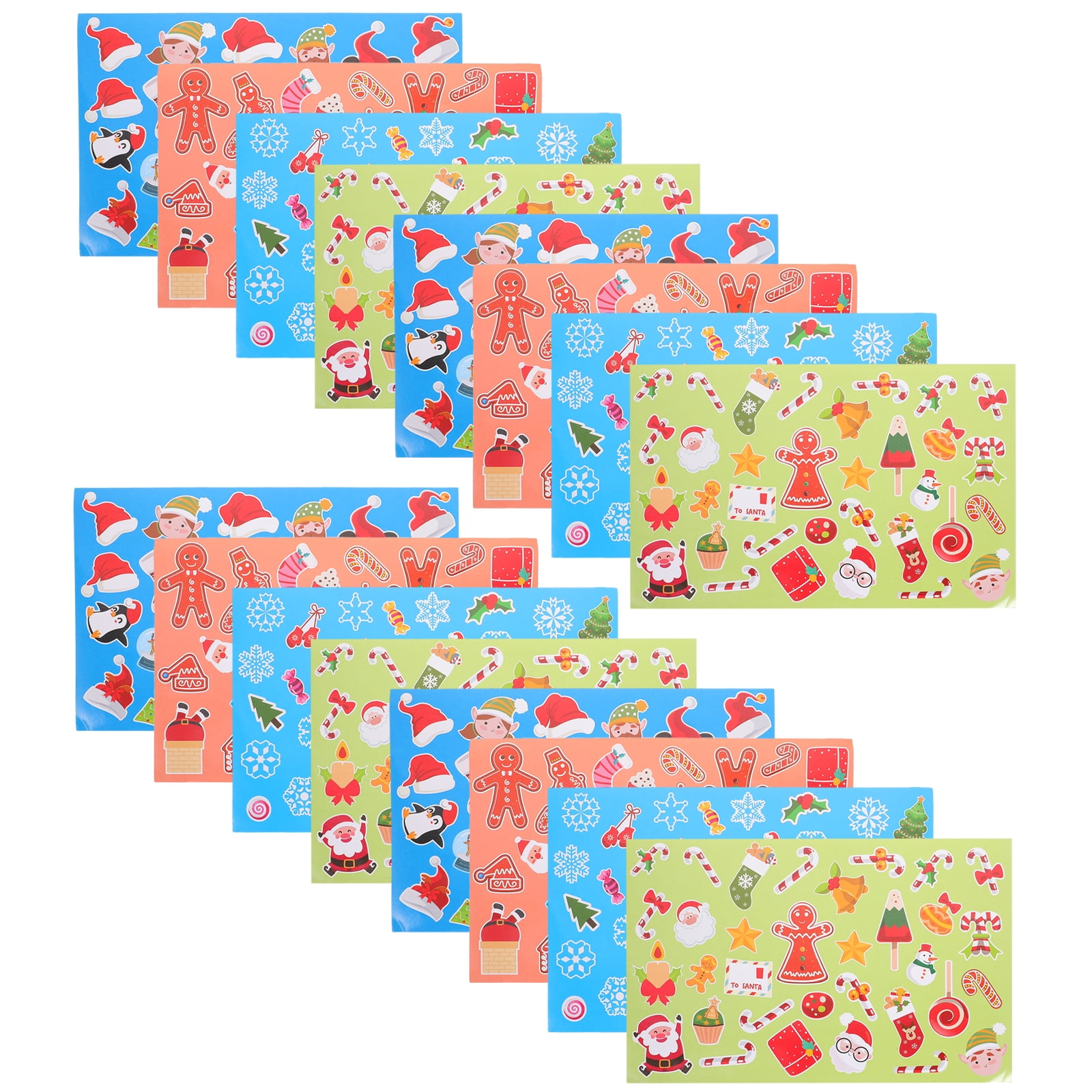 BERTDOMD 16 Sheets Xmas Labels Stickers Christmas Gift Labels Envelopes ...