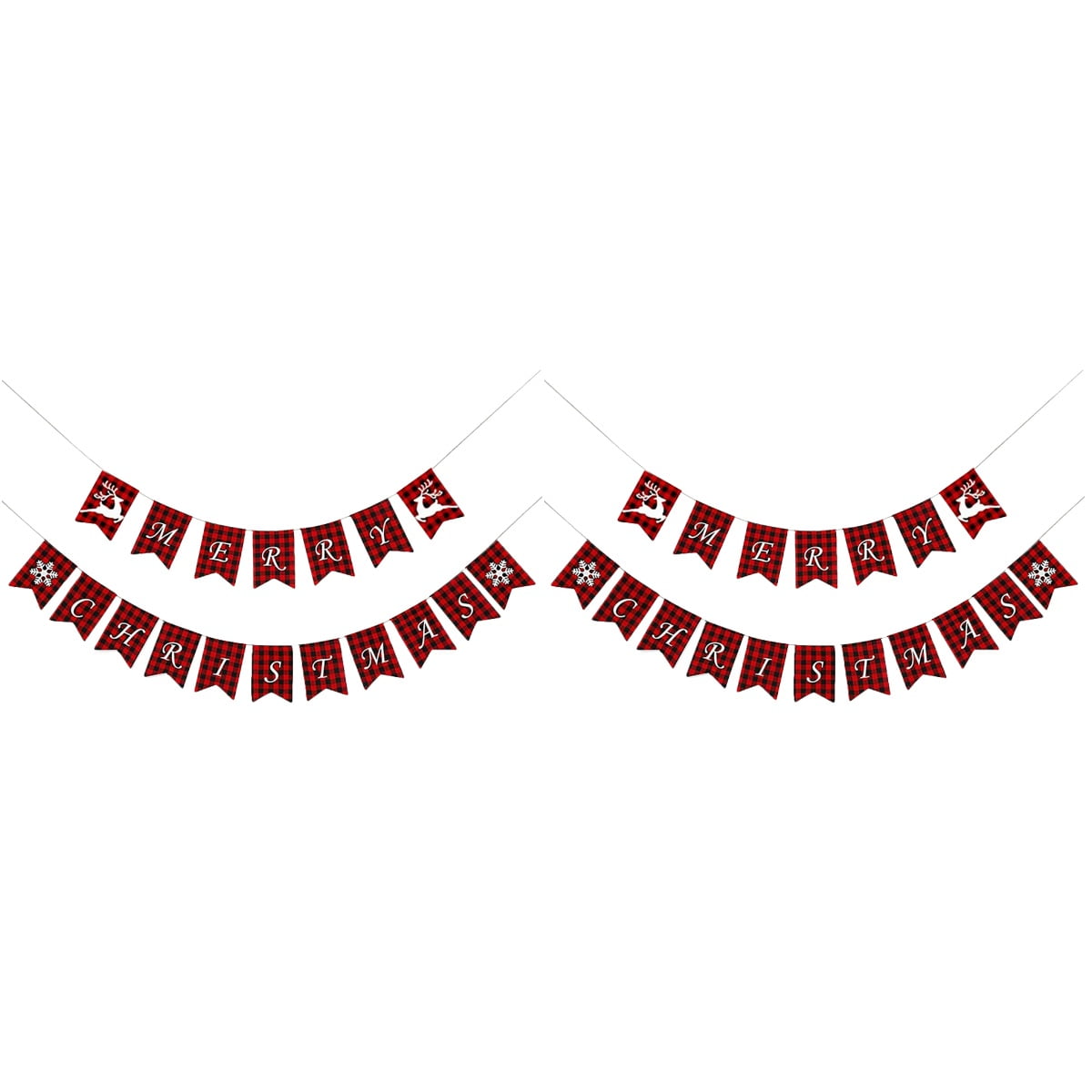 BERTDOMD 2 Sets Christmas Party Banner Fishtail Shape Flag Reindeer ...