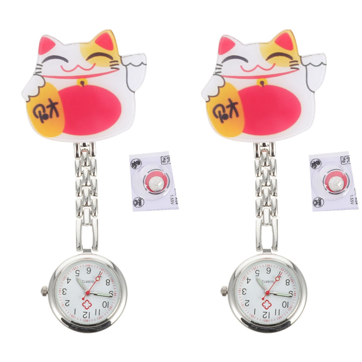 BERTDOMD 2 Sets Fortune Cat Pocket Watch Nurse Pocket Watch Cartoon ...