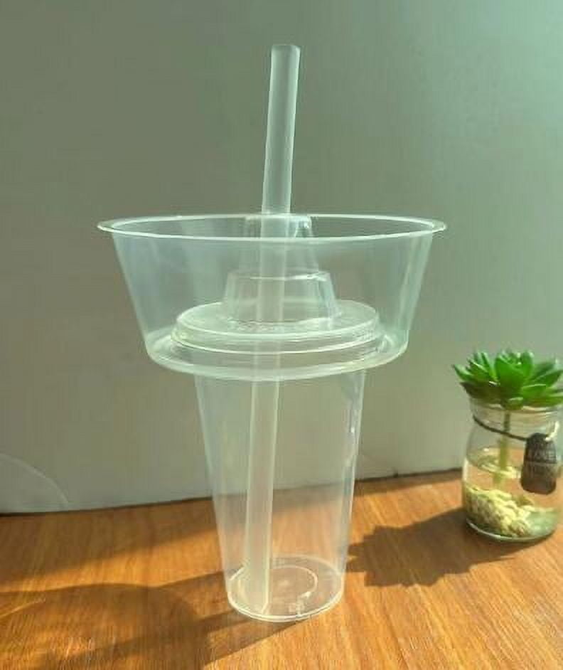 HEMOTON 2-Pack Reusable Snack and Drink Cups with Straws, Clear PP ...