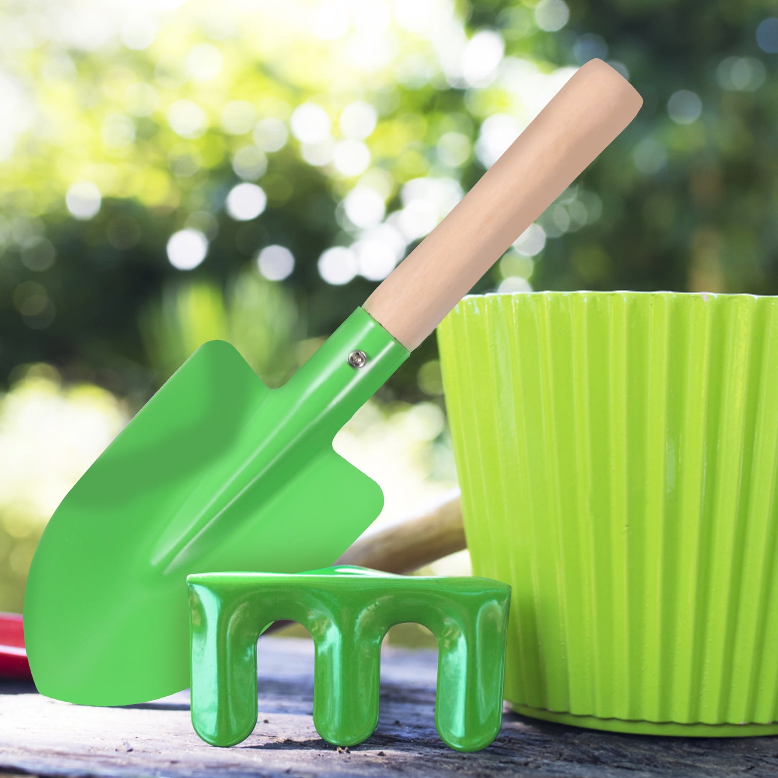 BERTDOMD 20 Pcs /Set Kids Gardening Tool Kit Wooden Handle Garden Tools ...