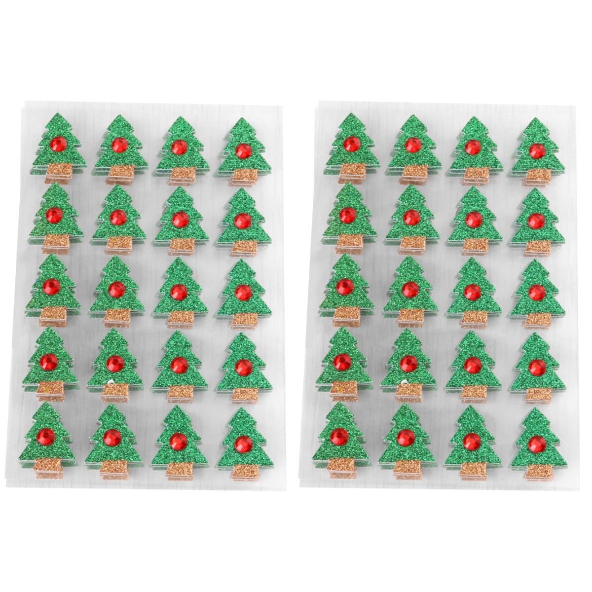 EXHUMKY 20Set Green Glitter Christmas Tree Stickers Self Adhesive Party ...
