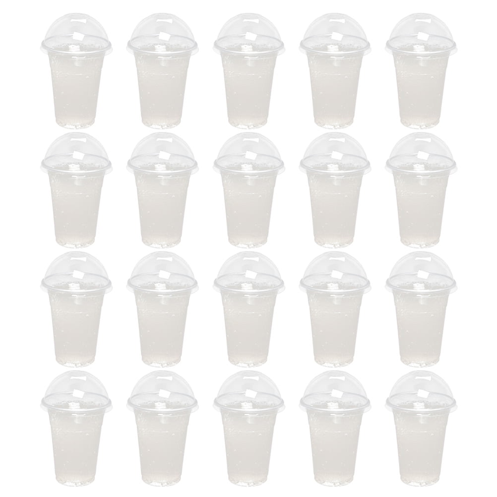 EXHUMKY Transparent ABS Cups with Dome Lids for Cold Drinks and ...