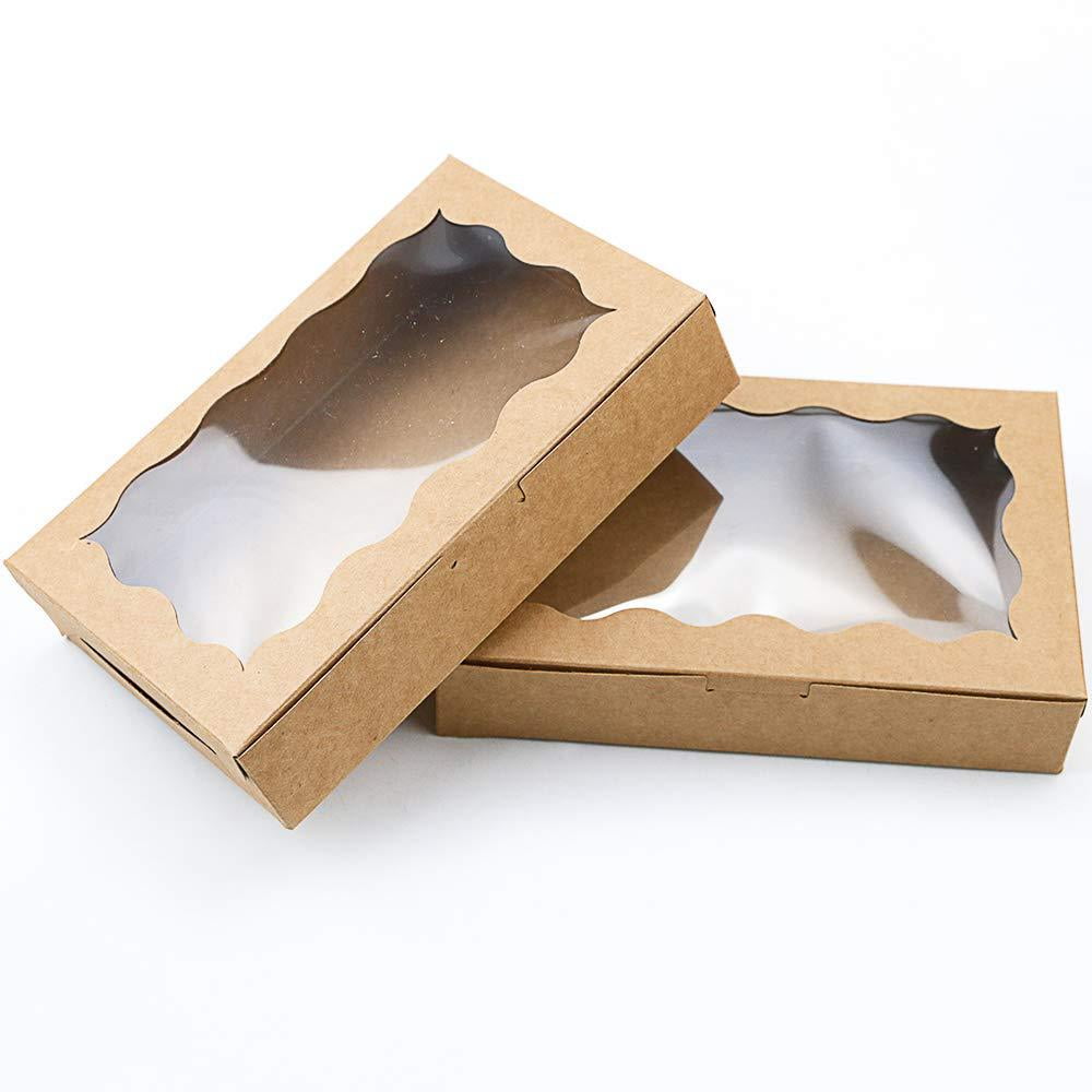 BERTDOMD 20pcs Kraft Paper Cake Boxes with Window for Showcasing ...