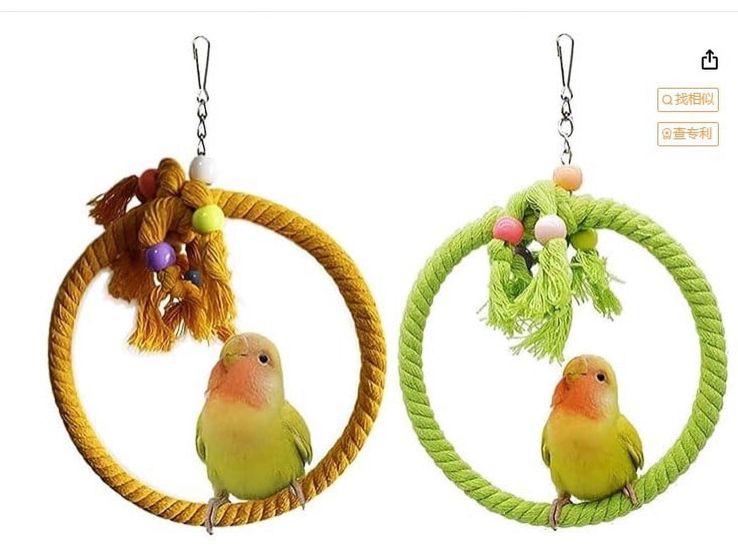 HEMOTON Raindrops 2pcs Bird Swing Cotton Rope Perch Bird Cage Stand ...