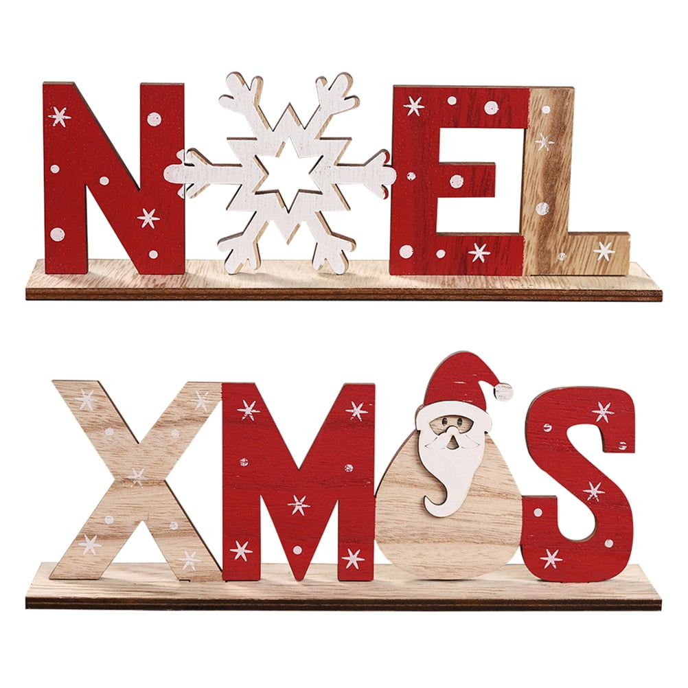 BERTDOMD 2pcs Christmas Letters Ornaments Noel Snowflake and Xmas Santa ...