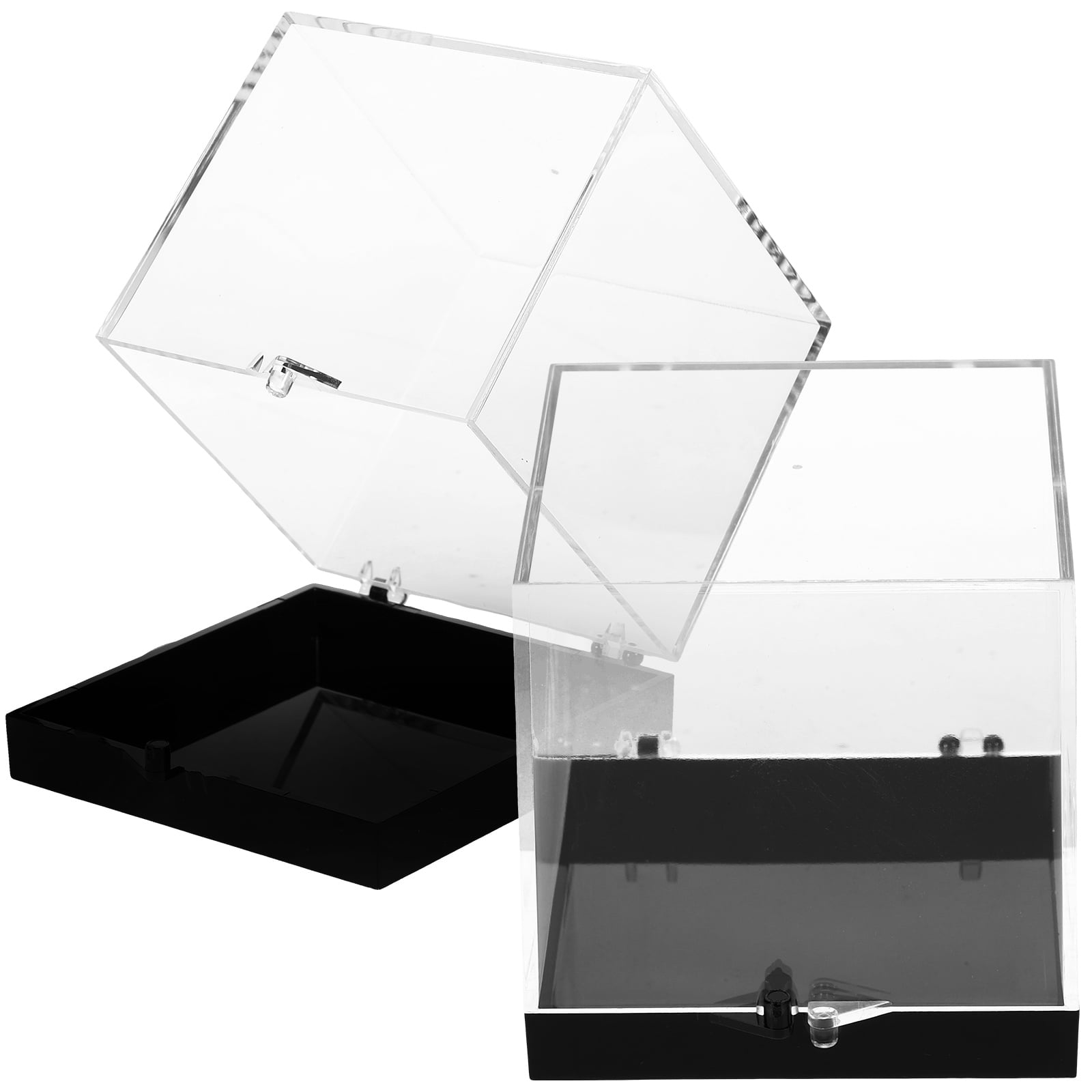 BERTDOMD 2pcs Clear Top Lid Rock Display Box Small Plastic Storage ...