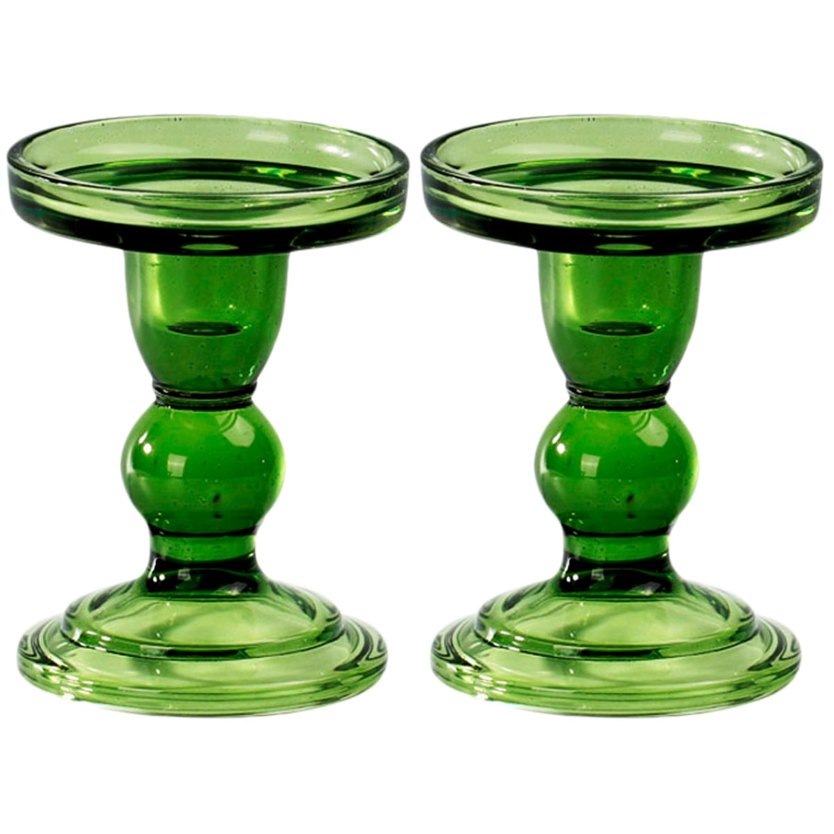 BERTDOMD 2pcs Retro Candlestick Dark Green Glass Candle Holder Spiral ...