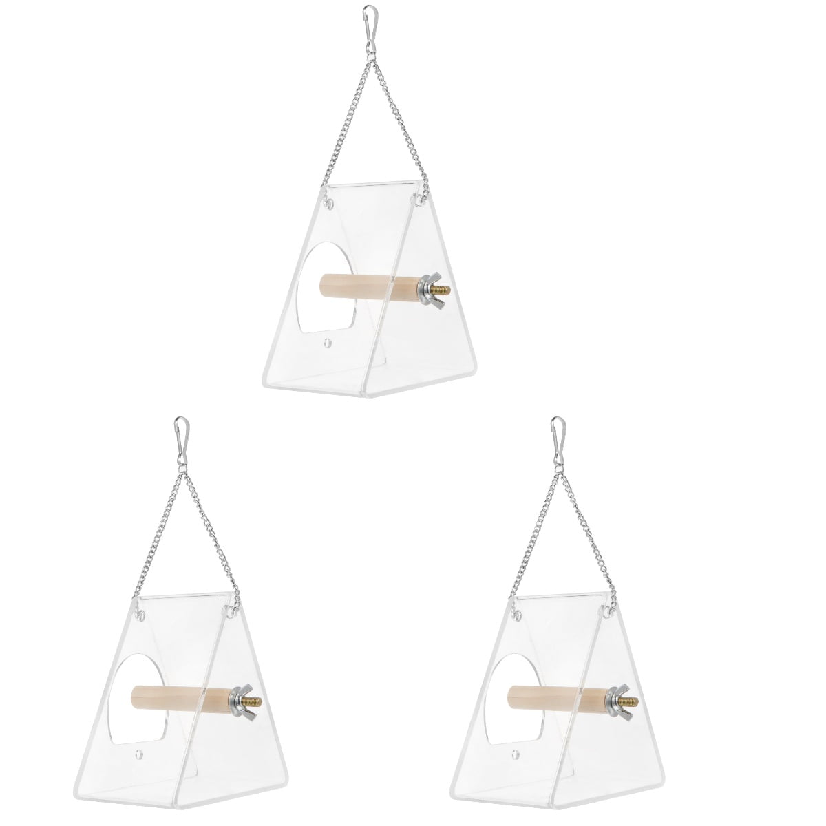 BERTDOMD 3 pcs Acrylic Bird Feeder Detachable Outdoor Triangle Clear ...