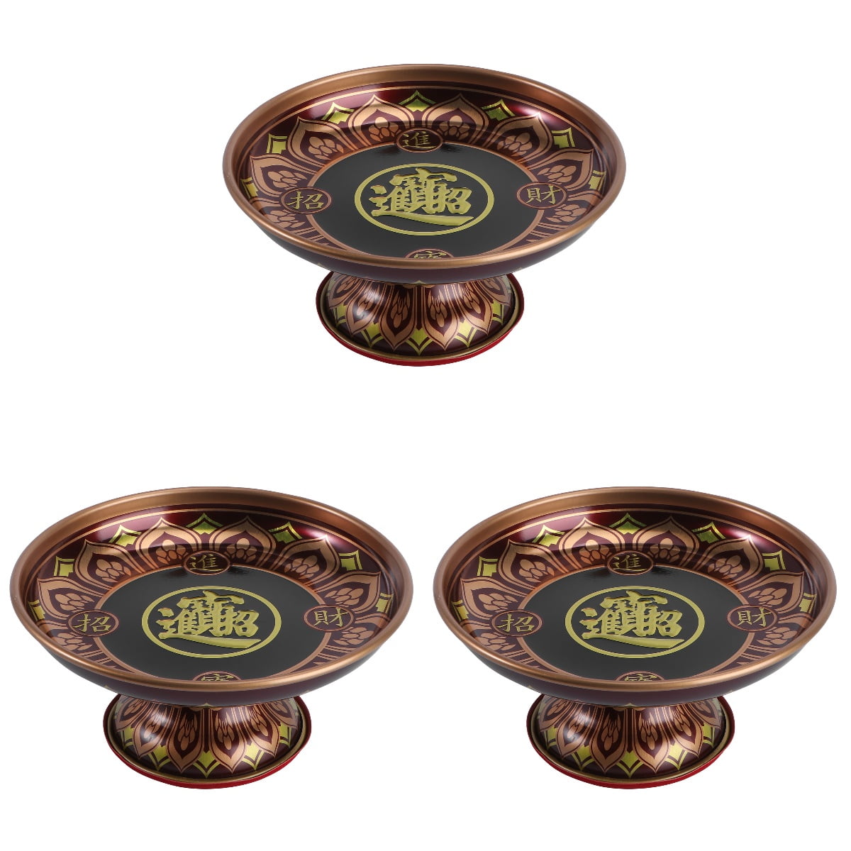 BERTDOMD 3 pcs Buddha Hall Fruit Tray Creative Temple Tray Dried Fruit ...