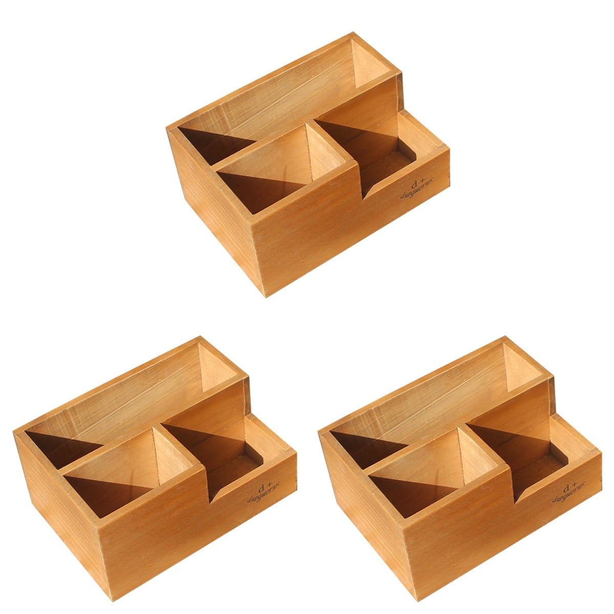 BERTDOMD 3 pcs 3 Grids Wooden Storage Box Succulent Holder Garden ...