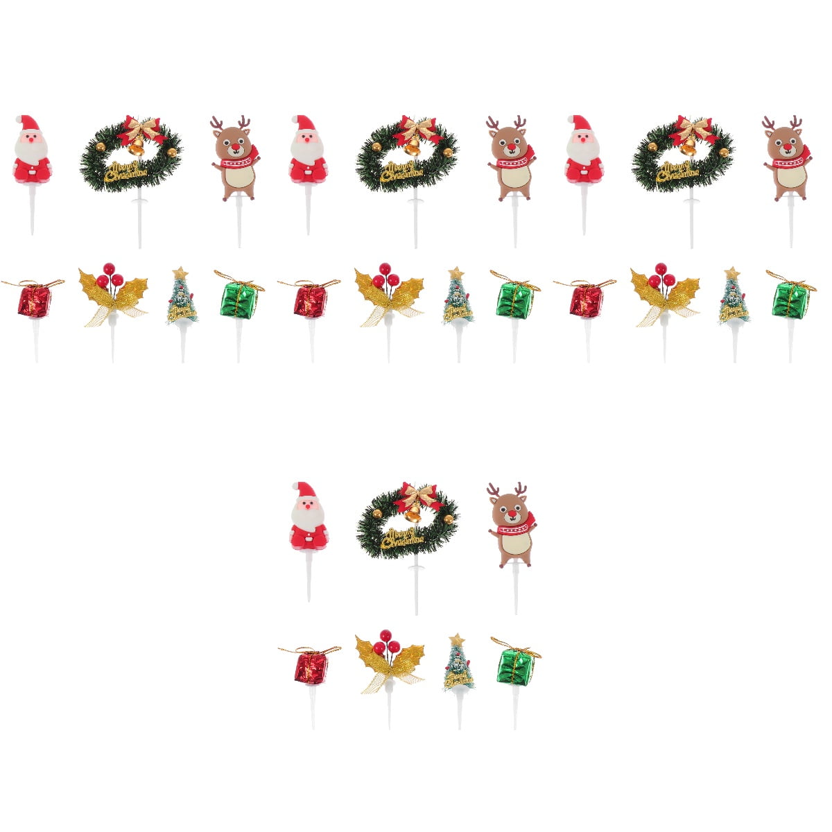BERTDOMD 32 pcs Christmas Theme Cake Topper Party Dessert Insert ...