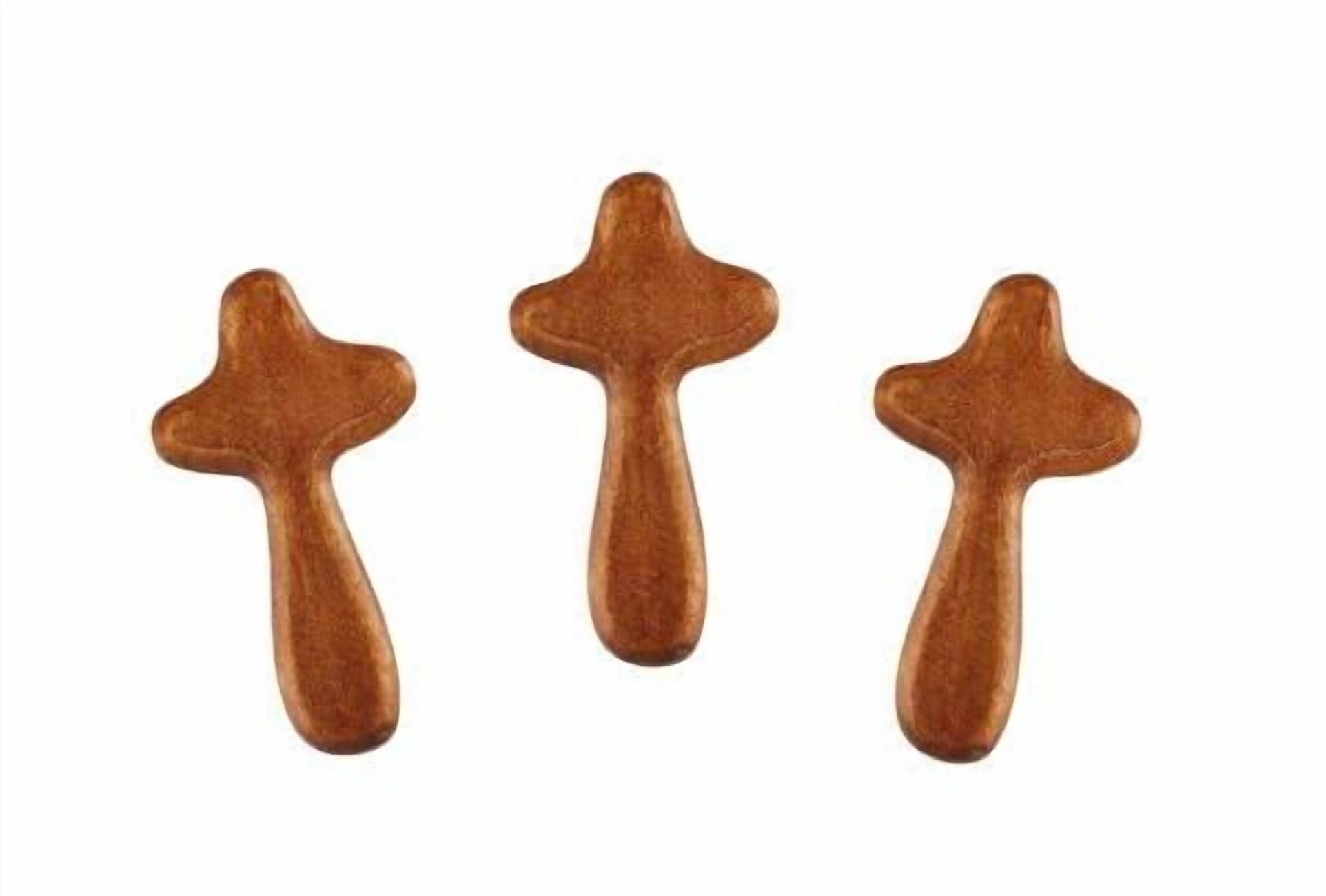 BERTDOMD 3-Piece Small Wooden Handheld Cross Set Portable Pocket Size ...