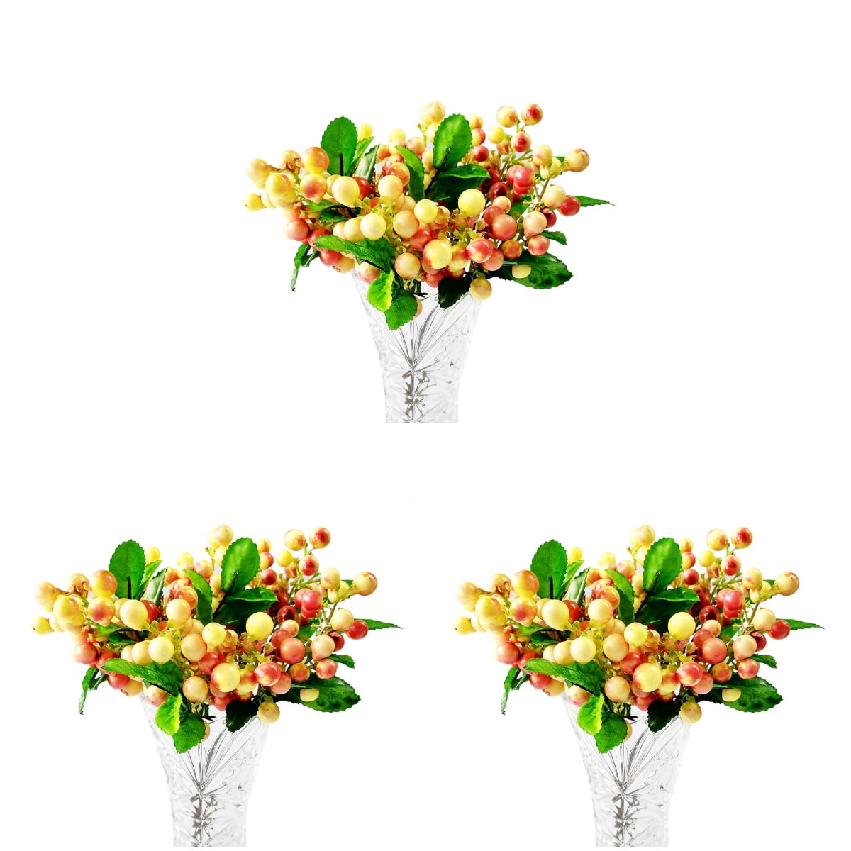 BERTDOMD 3pcs Artificial Mini Berries Decorative Fake Fruit Plants ...
