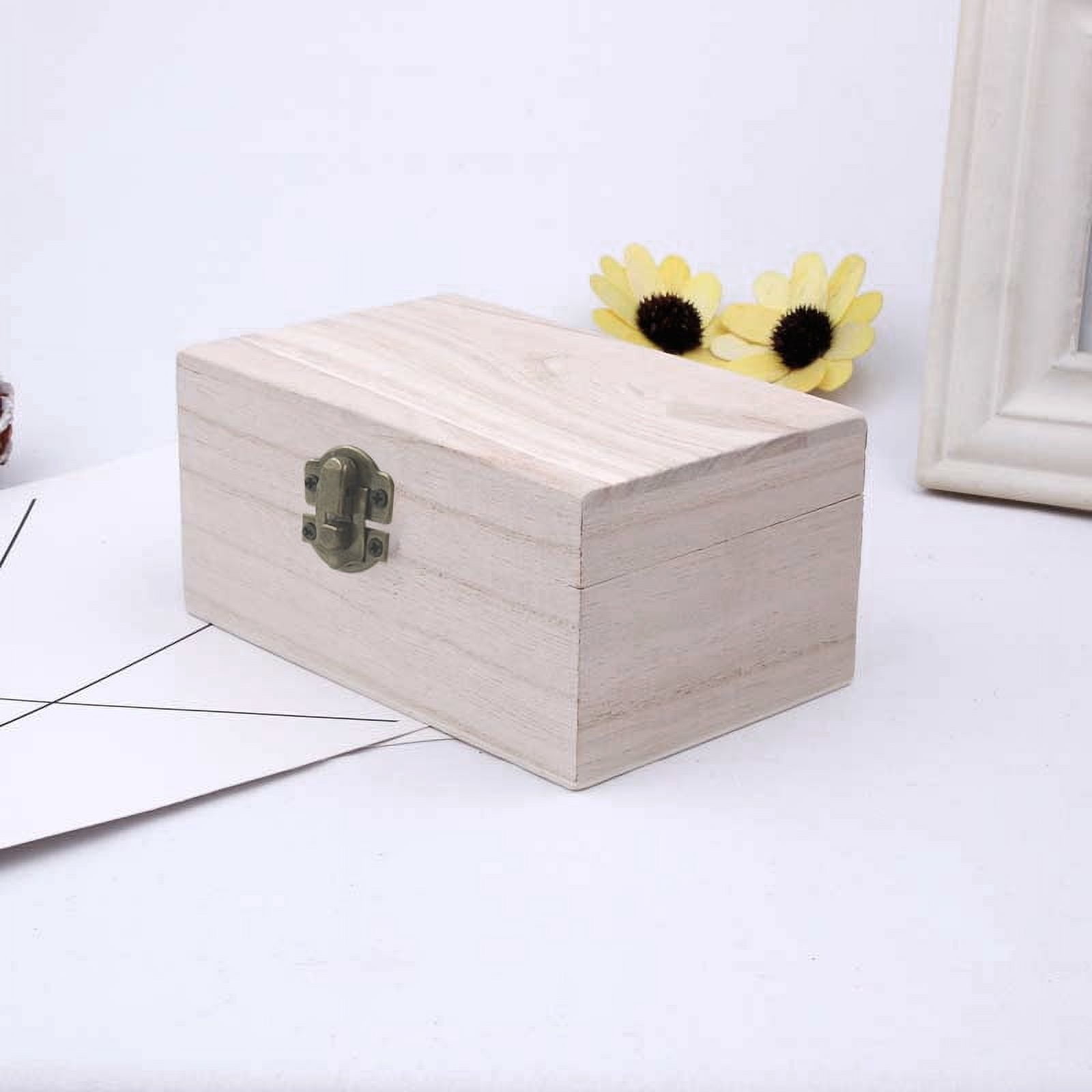 BERTDOMD 3pcs Unfinished Wood Treasure Chest Small Treasure Box Wooden ...