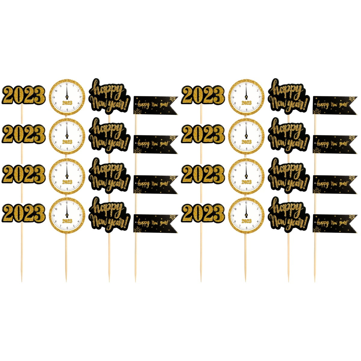 EXHUMKY Dessert Cupcake Toppers New Year Party Decor Assorted Color ...