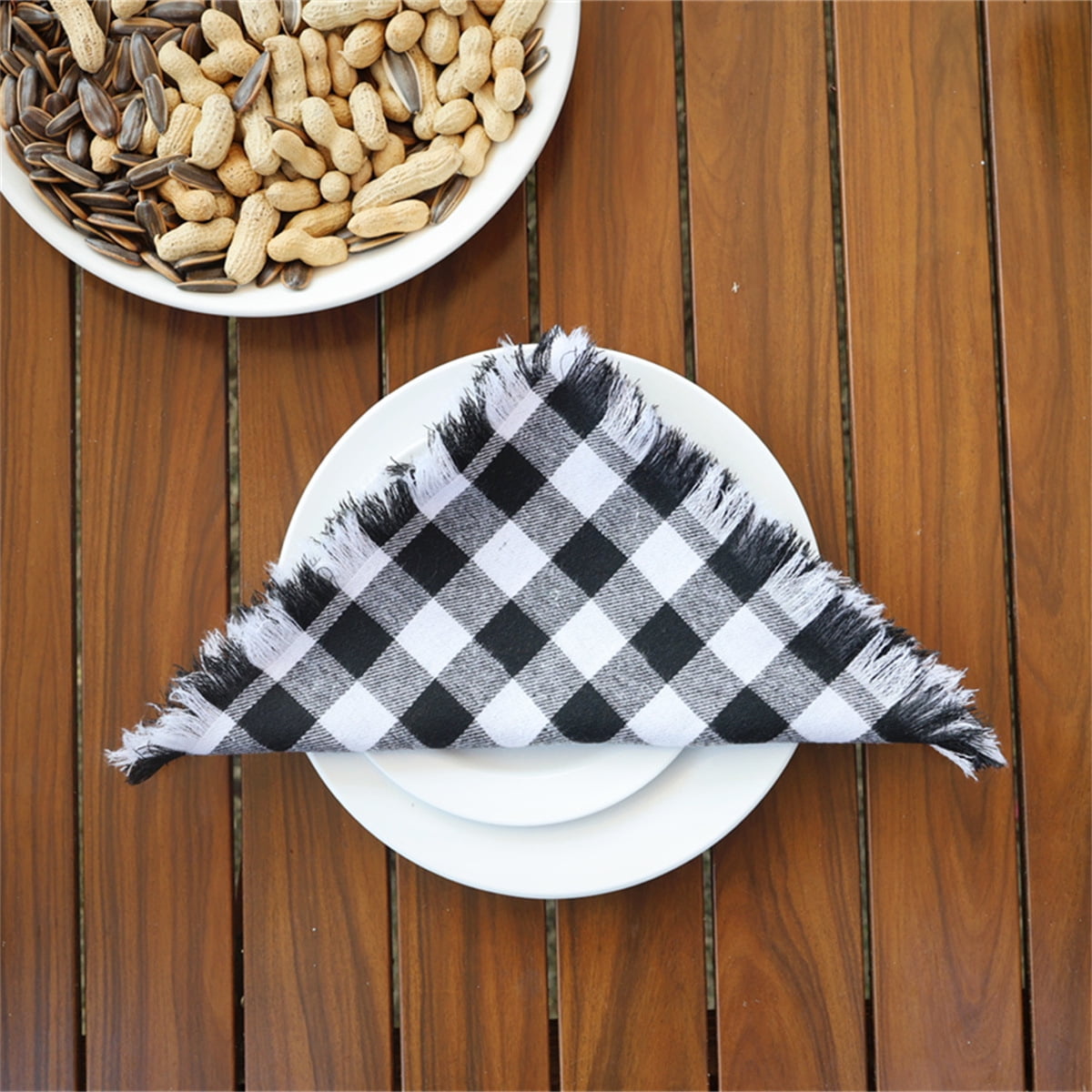 BERTDOMD 4pcs Black And White Plaid Cloth Napkins Cotton Check Napkins ...