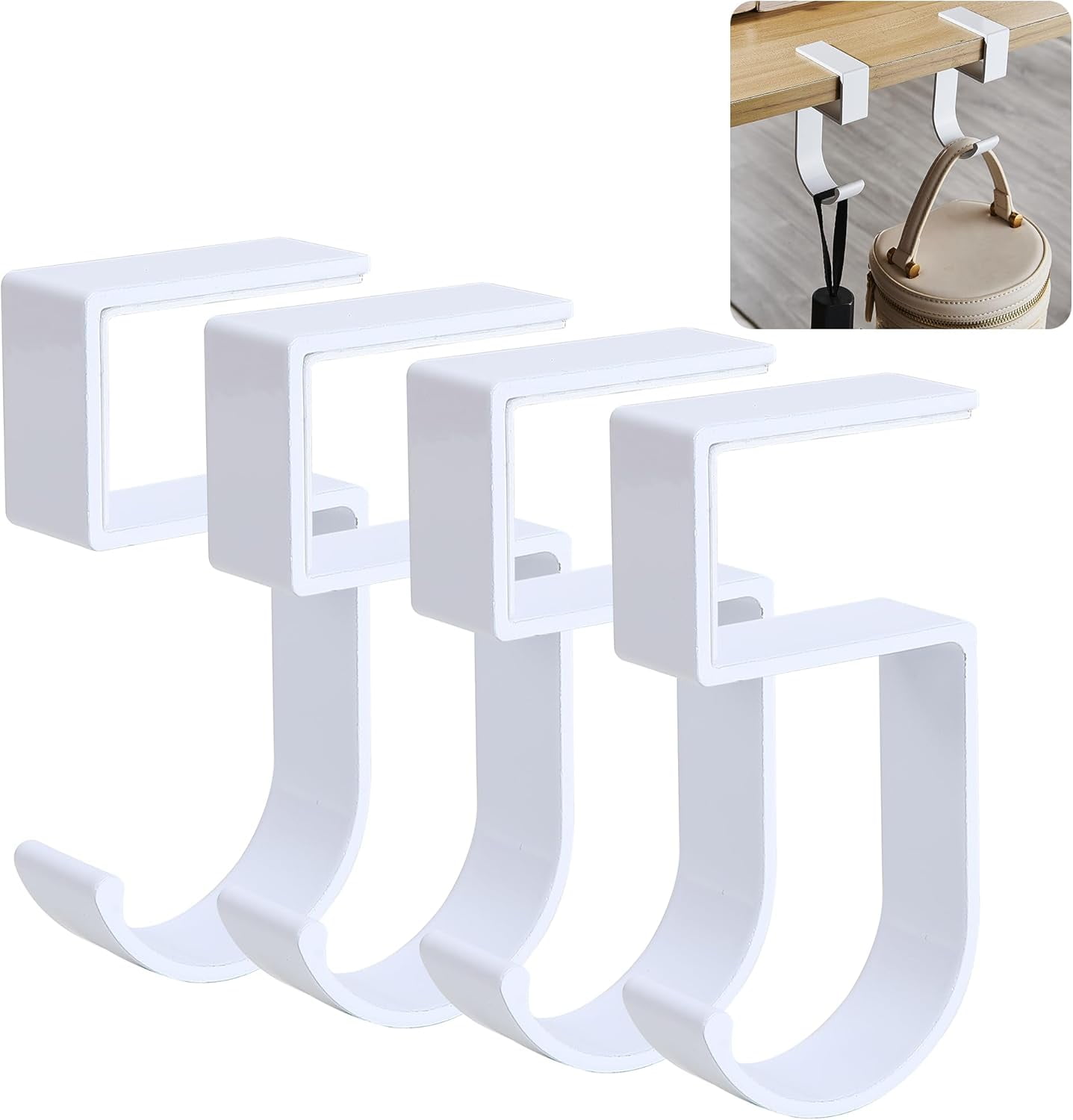 BERTDOMD 4pcs Desk Purse Hooks Handbag Hangers No Drill Desk Organizer ...