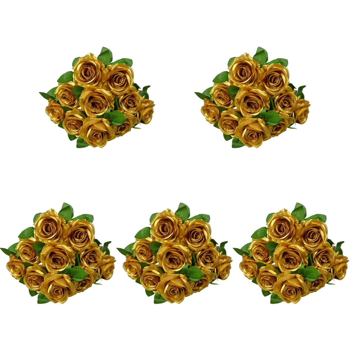 EXHUMKY BERTDOMD 5 Bunches Golden Artificial Flowers Lifelike Fake ...