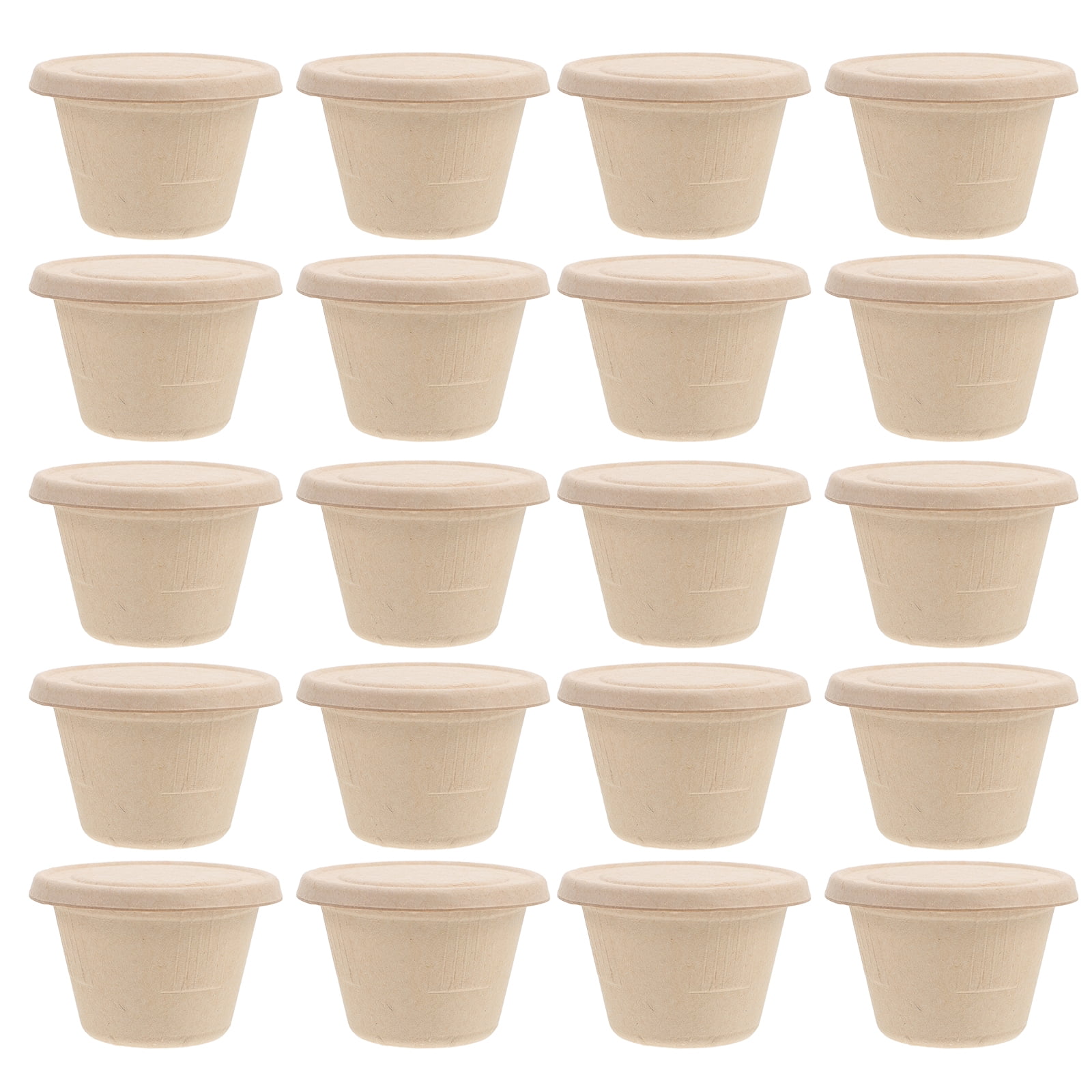 Disposable Pulp Cups with Lids for Takeout Khaki Small 4 oz Containers ...