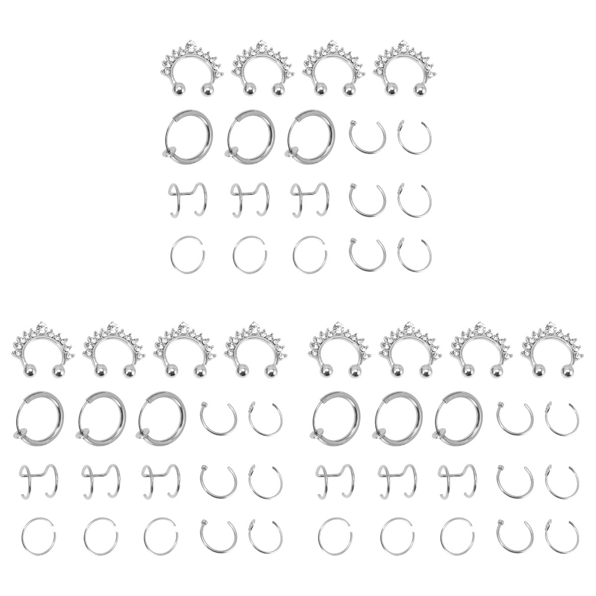 BERTDOMD 57 pcs Fake Nose Rings No Piercing Nose Cuff Fashion Nose ...