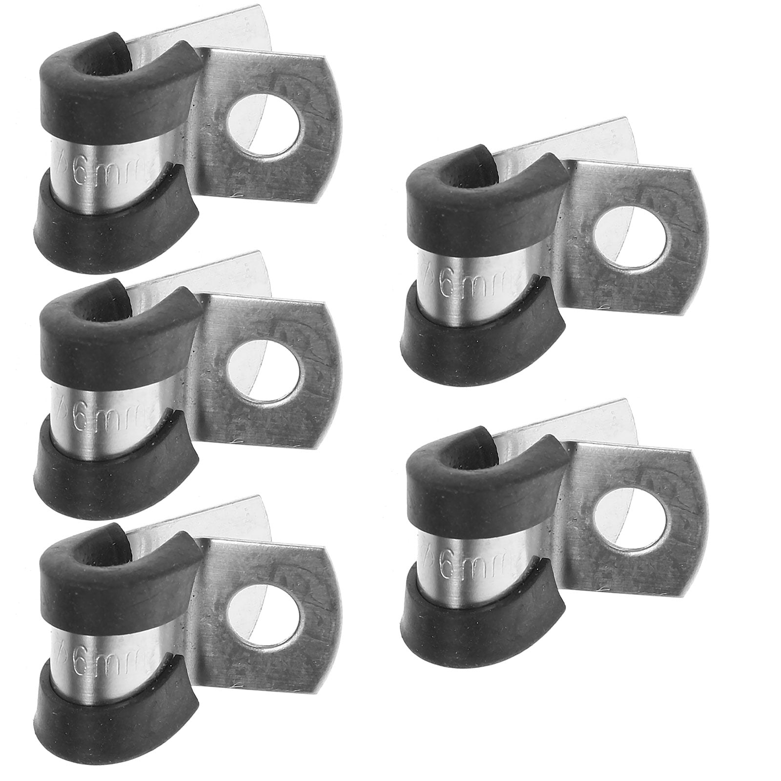5pcs Cable Clamps for Pipe Hose with Rubber Lining Stainless Steel Black Easy to Install ...
