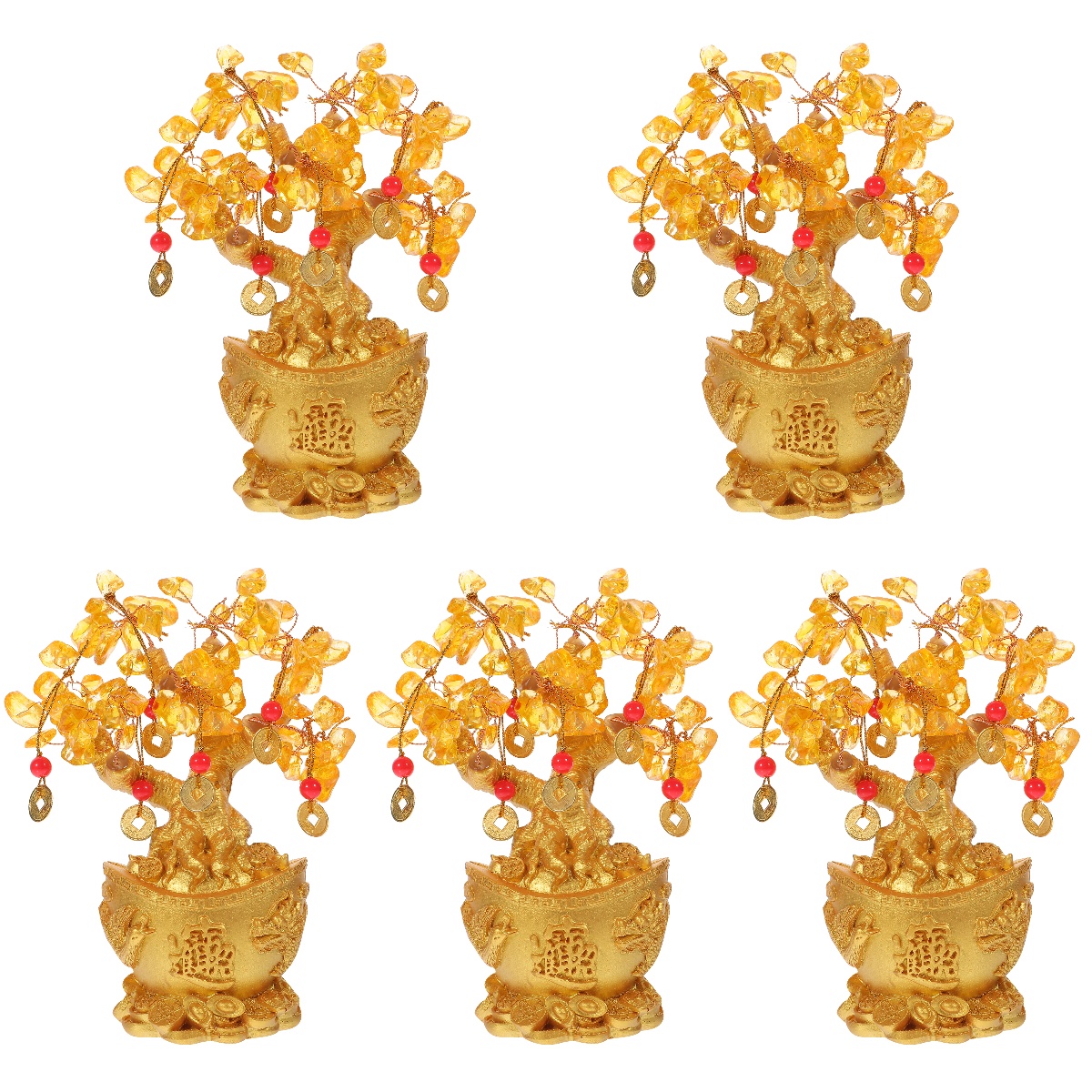 BERTDOMD 5pcs Crystal Money Tree Bonsai Style Money Tree Decoration ...