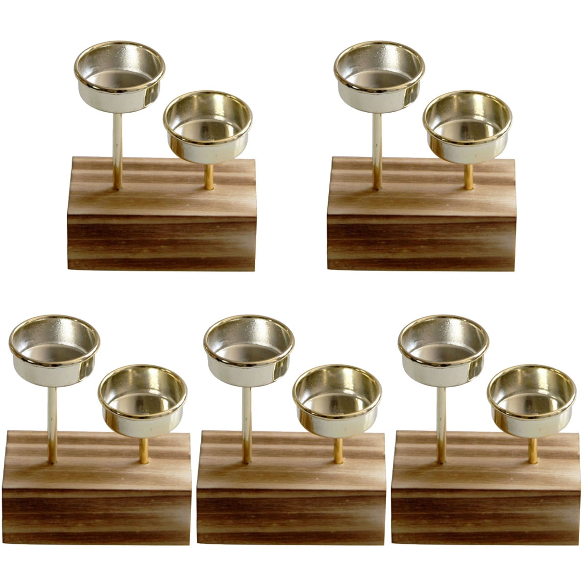 BERTDOMD 5pcs Wooden Candlestick Restaurant Table Candle Stand ...