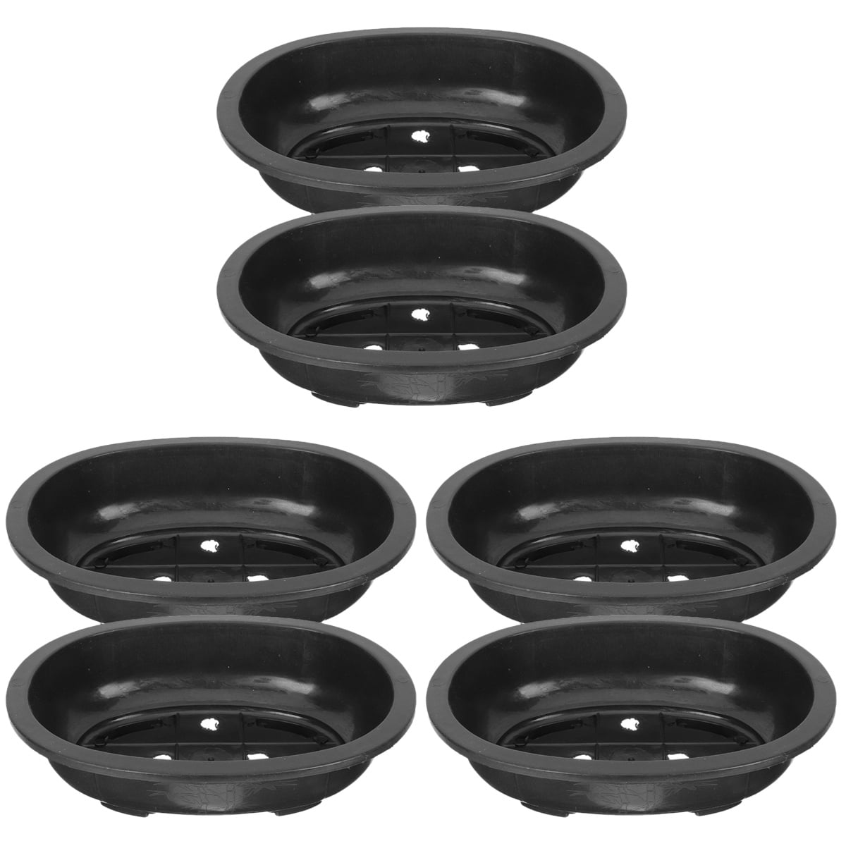 EXHUMKY BERTDOMD 6 Pcs Black PP Oval Bonsai Training Planter Minimalist ...