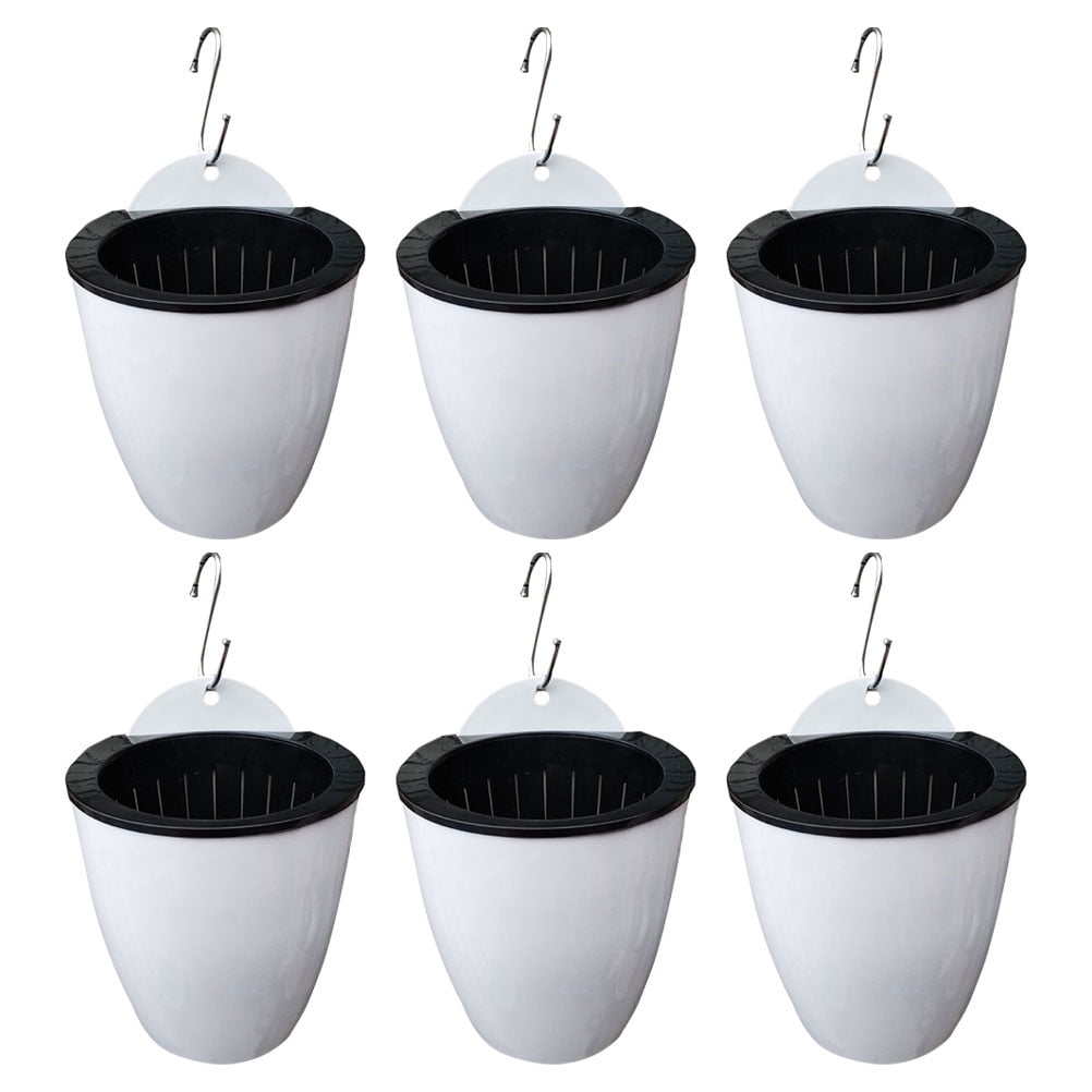 EXHUMKY BERTDOMD 6 Sets White Plastic Wall Mounted Self Watering Flower ...