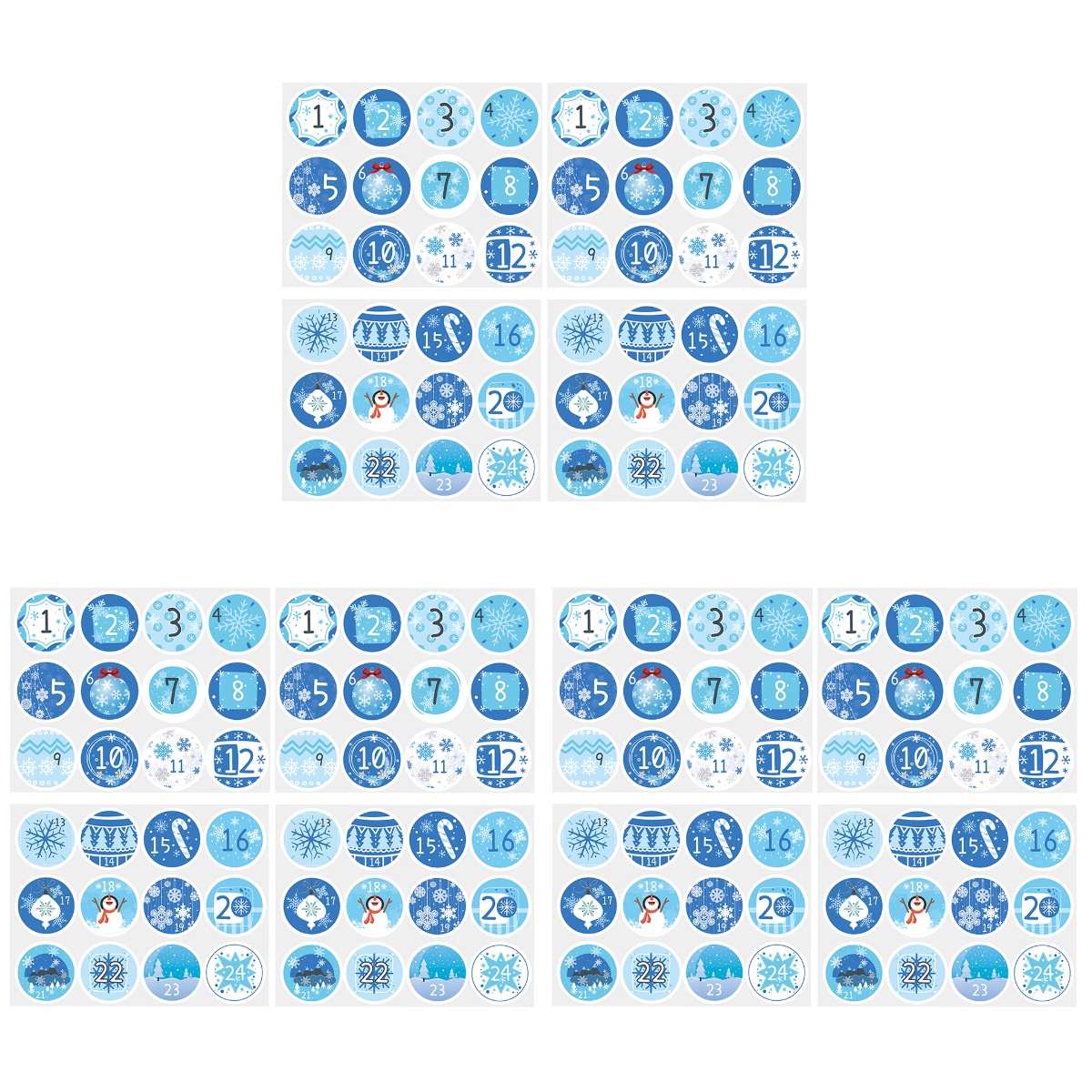 BERTDOMD 60 Sheets Xmas Snowflakes Digital Calendar Countdown Sticker ...