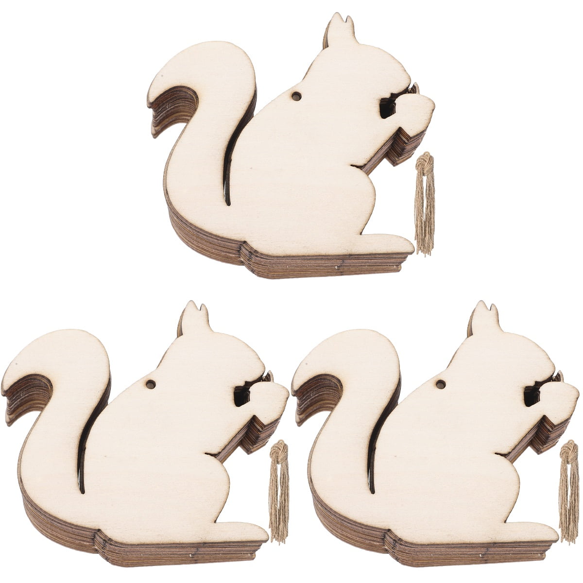EXHUMKY BERTDOMD 60Pcs Unfinished Squirrel Shaped Wooden Craft Pieces ...
