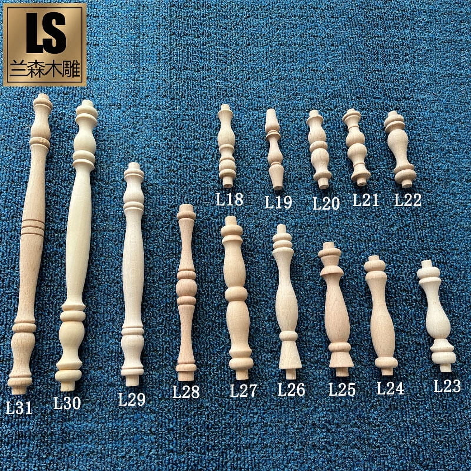 EXHUMKY BERTDOMD 6pcs Round re Wooden Balusters Unpainted Hardwood for ...