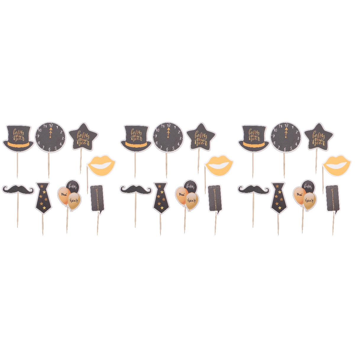 BERTDOMD 72 Pcs Cake Toppers Inserts Happy New Year Insert Sticks Cake ...